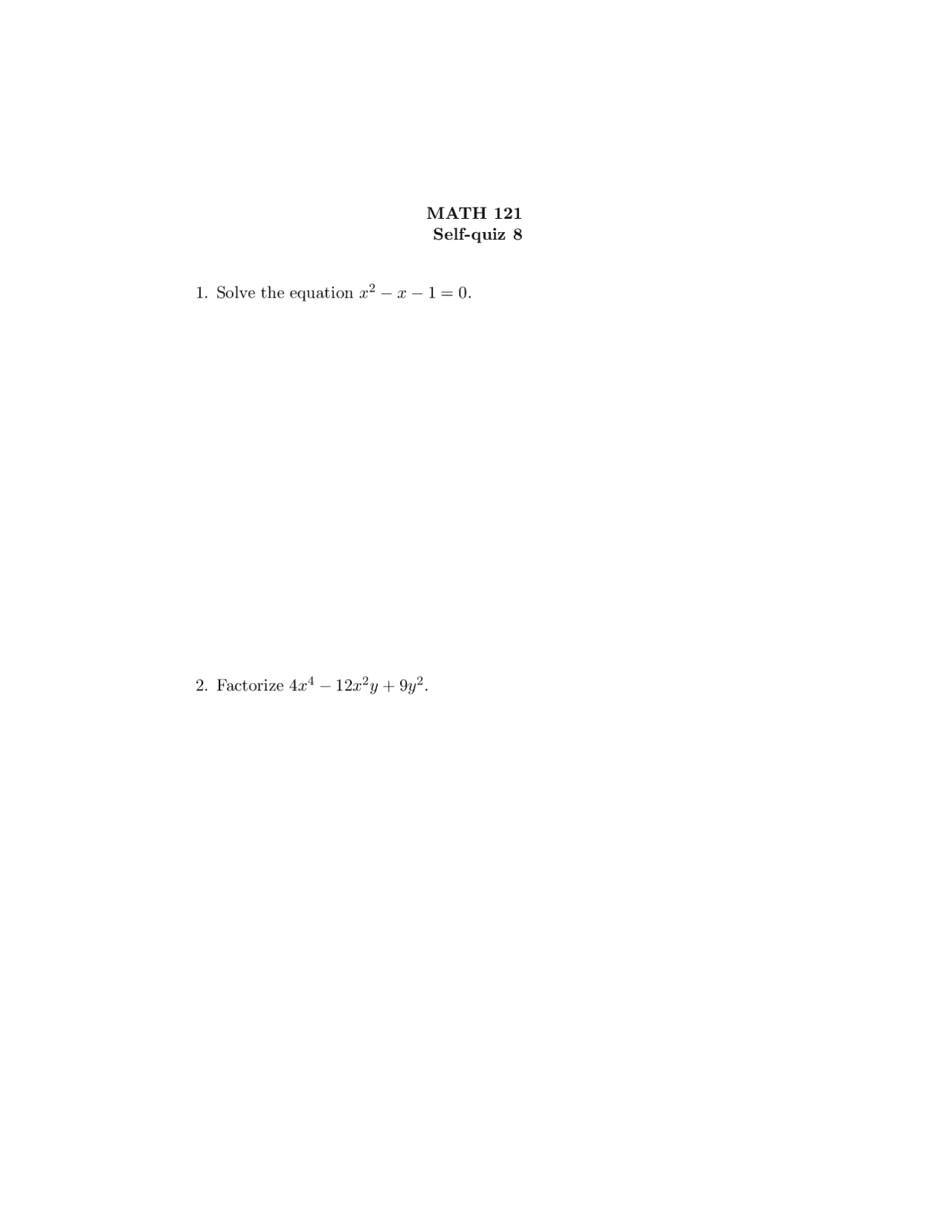 Precalculus Mathematics Solved Quiz 8 Math 121 Docsity