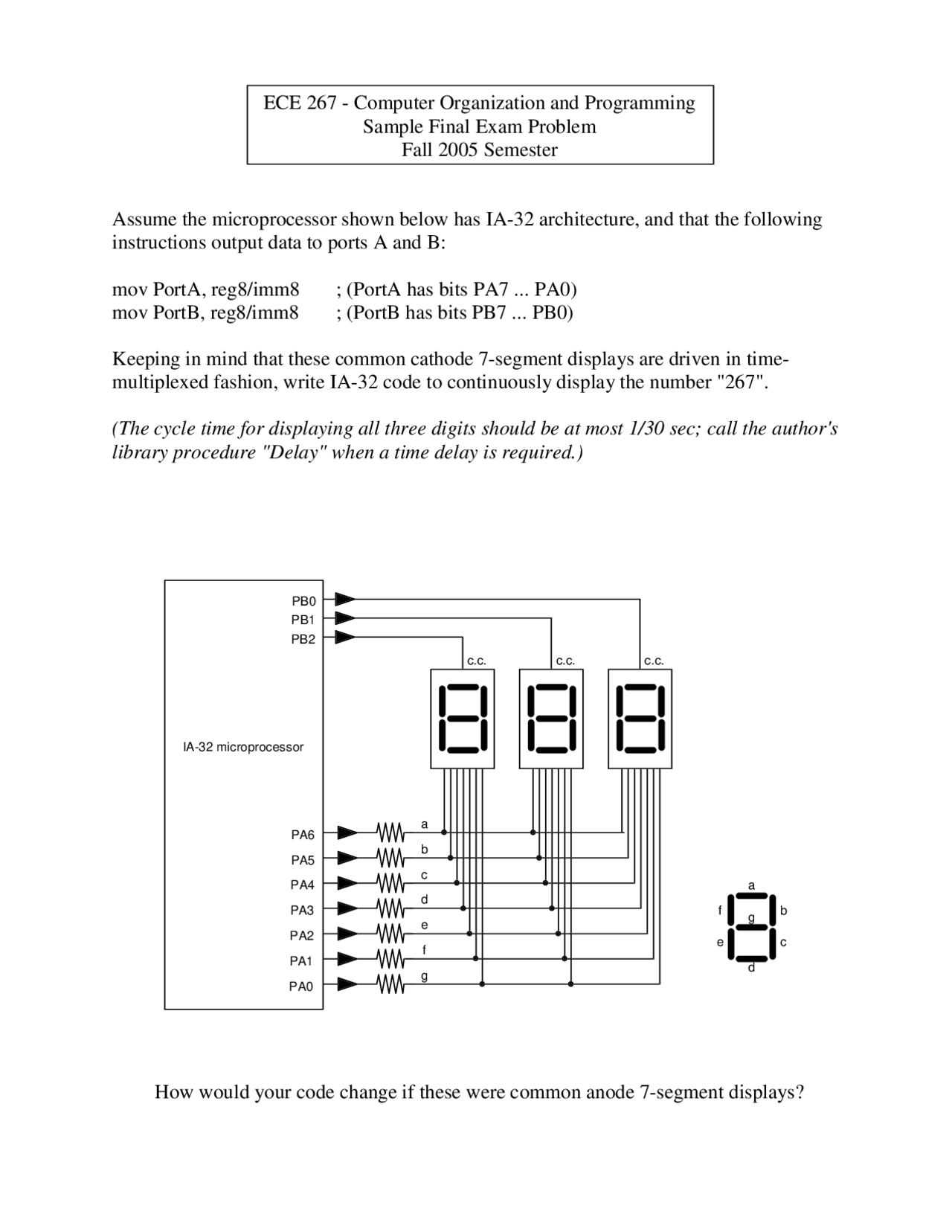 Sample Final Exam Problems Computer Organization I Ece 267 Exams