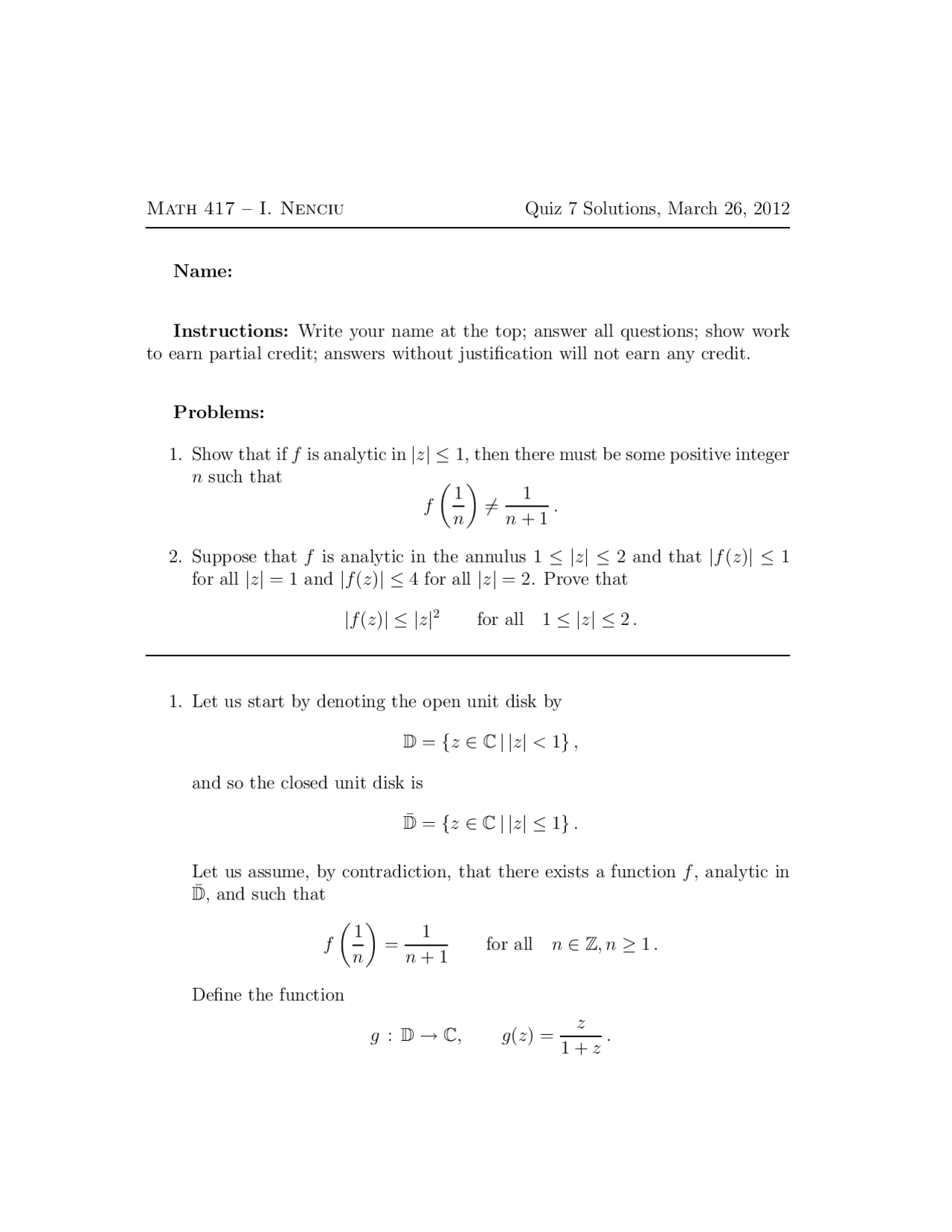 2 Solved Problems On Domain Functions Quiz 5 Math 417 Docsity