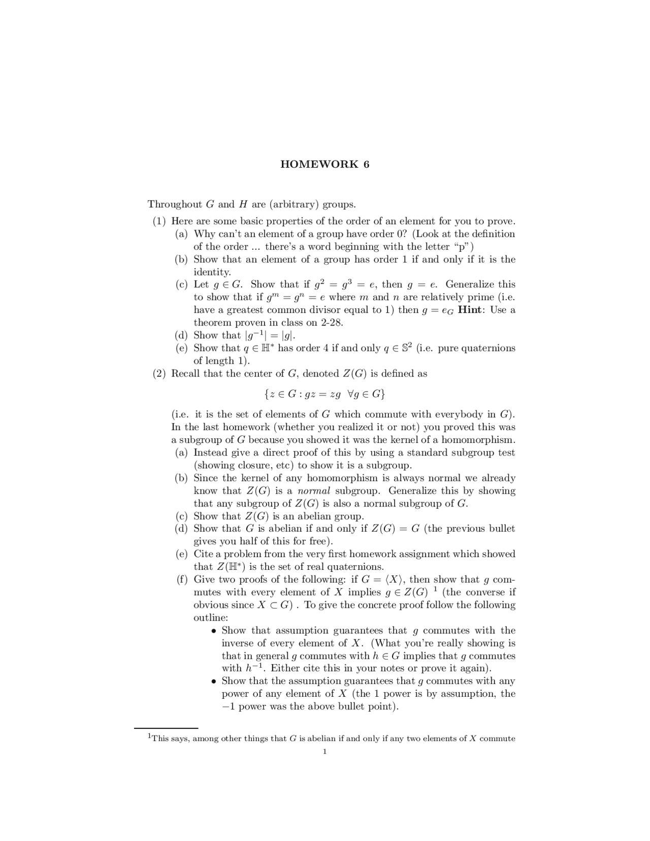Homework 6 Question With Solutions Abstract Algebra I Math 330