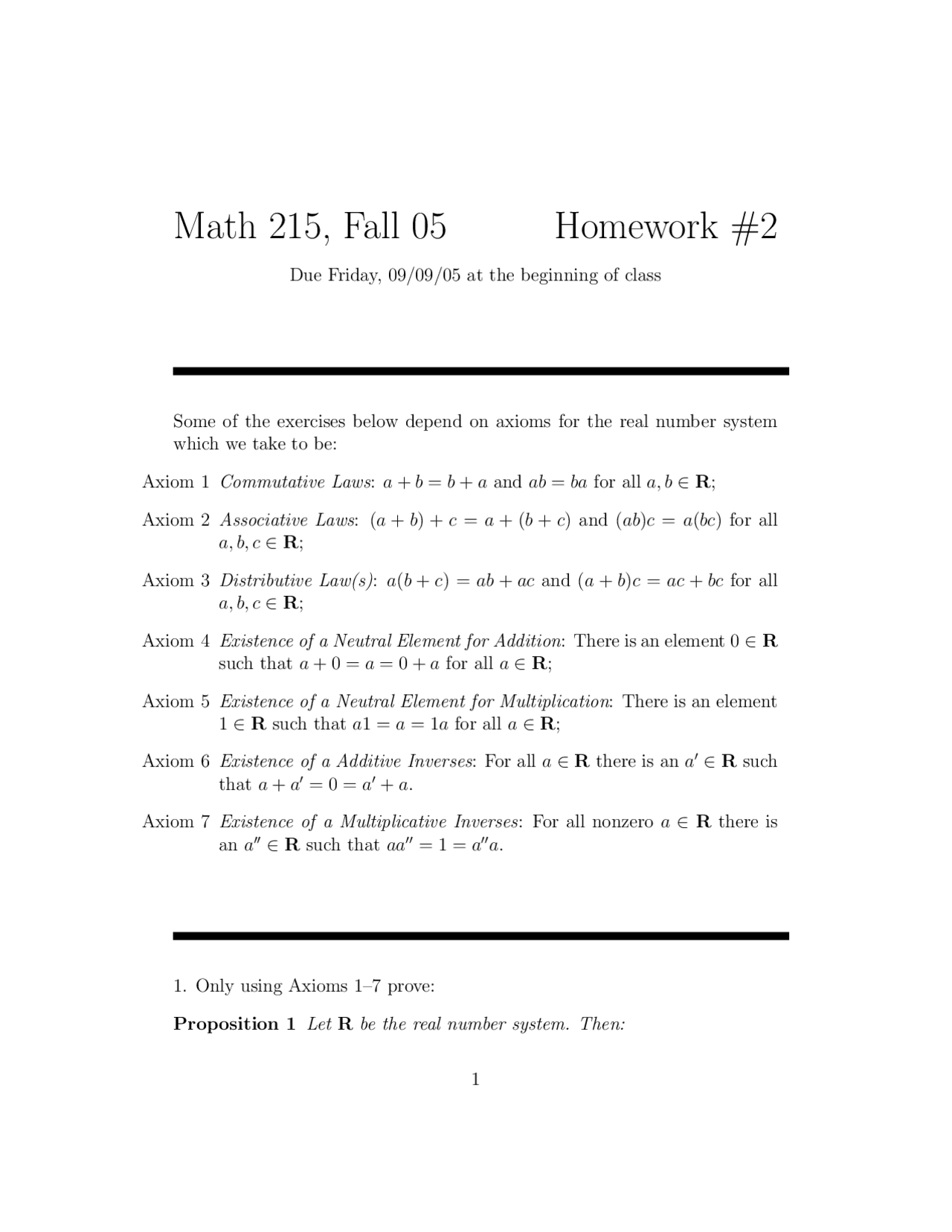 Introduction To Advanced Mathematics Homework 2 With Solutions Math