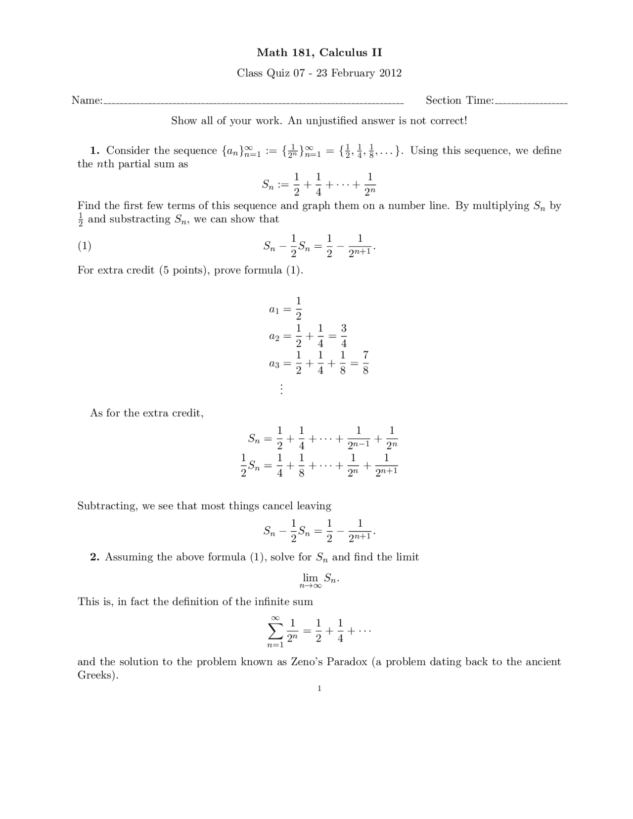 2 Solved Problems To Find The Limits In Calculus Ii Quiz 7 Math 181