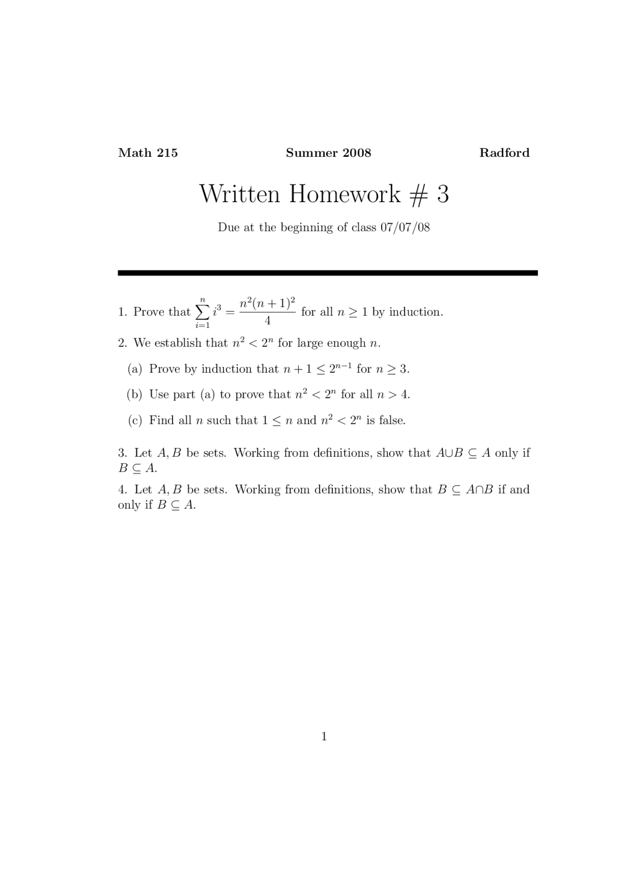Homework 3 Questions With Solutions Advanced Mathematics Math 215