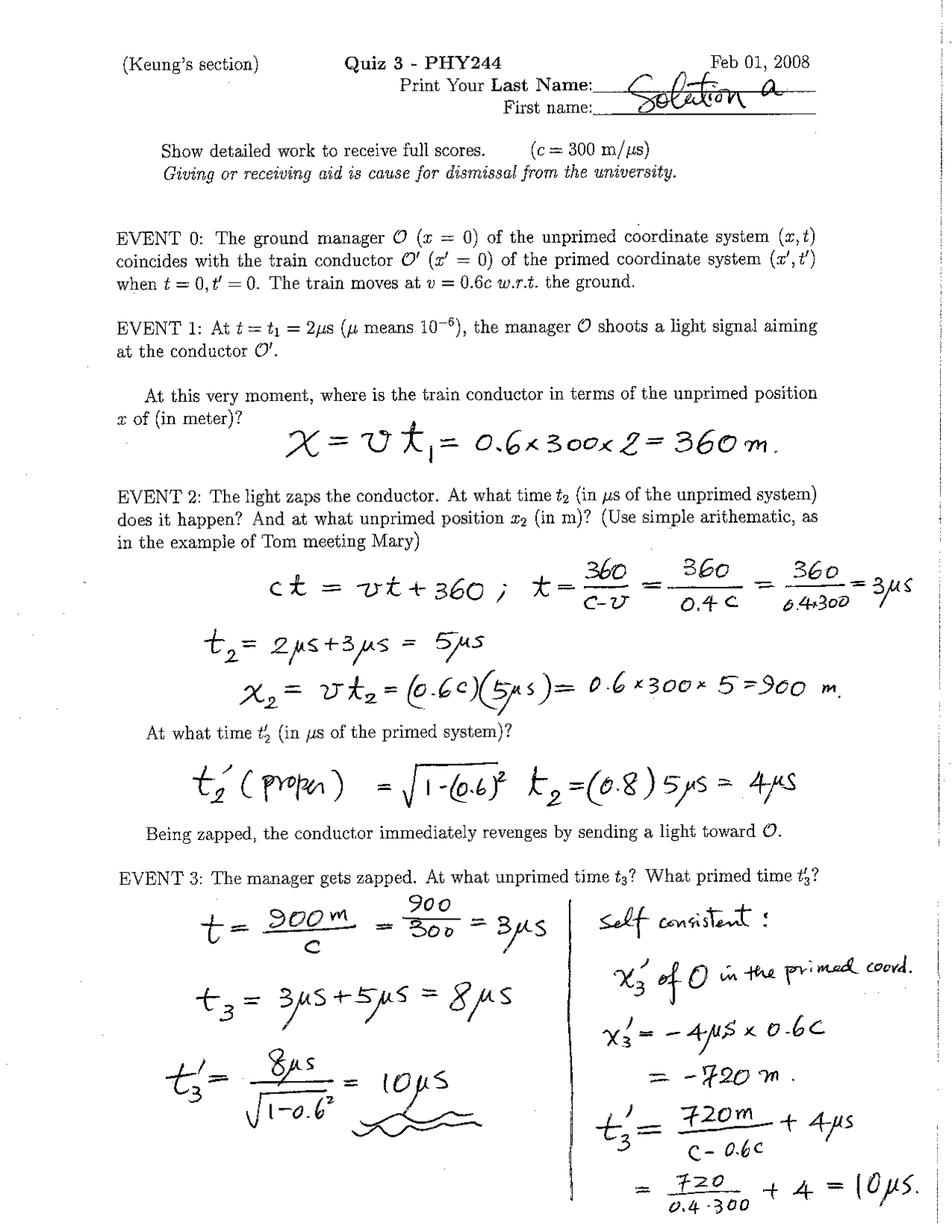 Solution Of Events General Physics Iii Quiz 3 Phys 244 Docsity