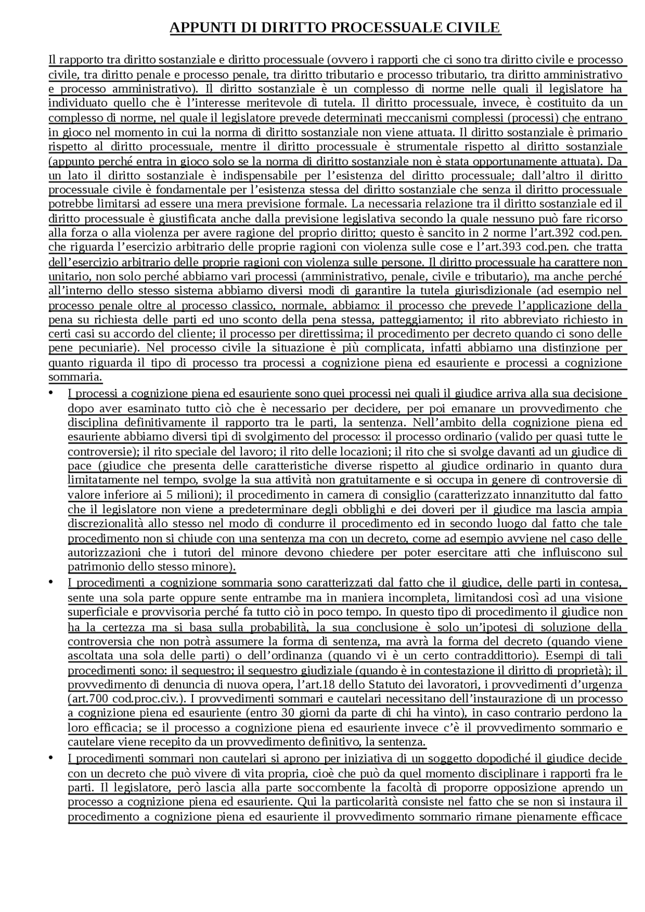 Appunti Diritto Processuale Civile Docsity