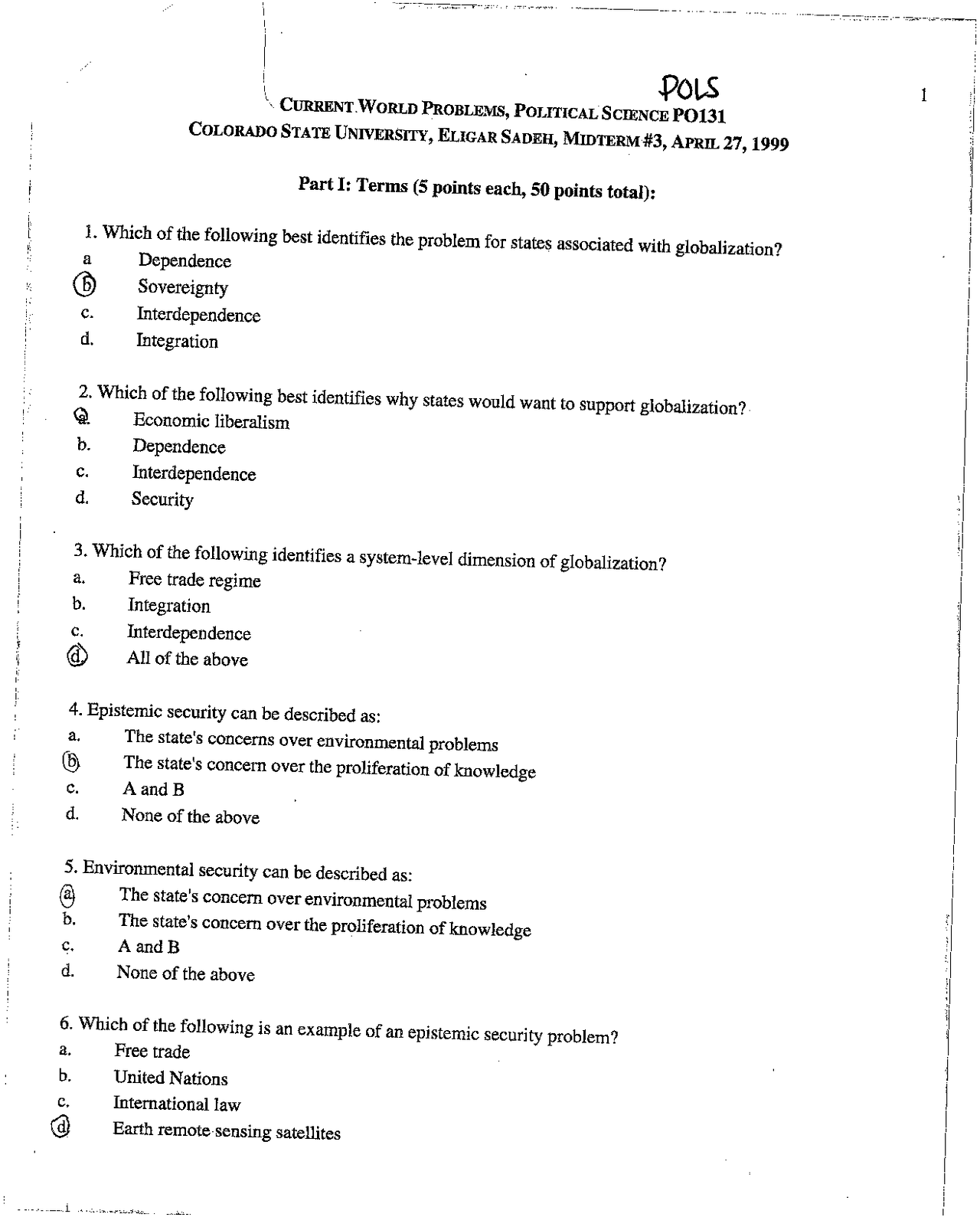 21 Questions With Answers Current World Problems Pols 131 Docsity