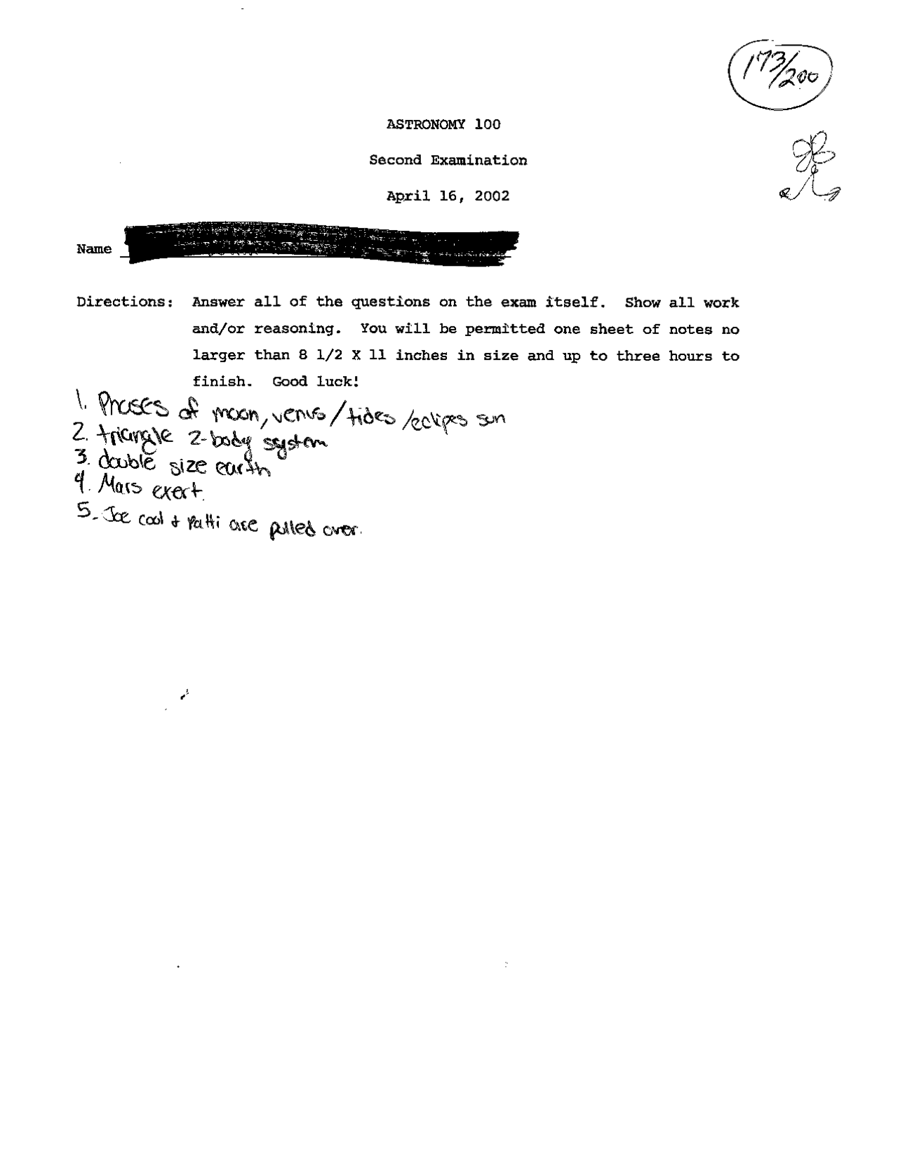 Introduction To Astronomy Solved Exam 2 Aa 100 Docsity