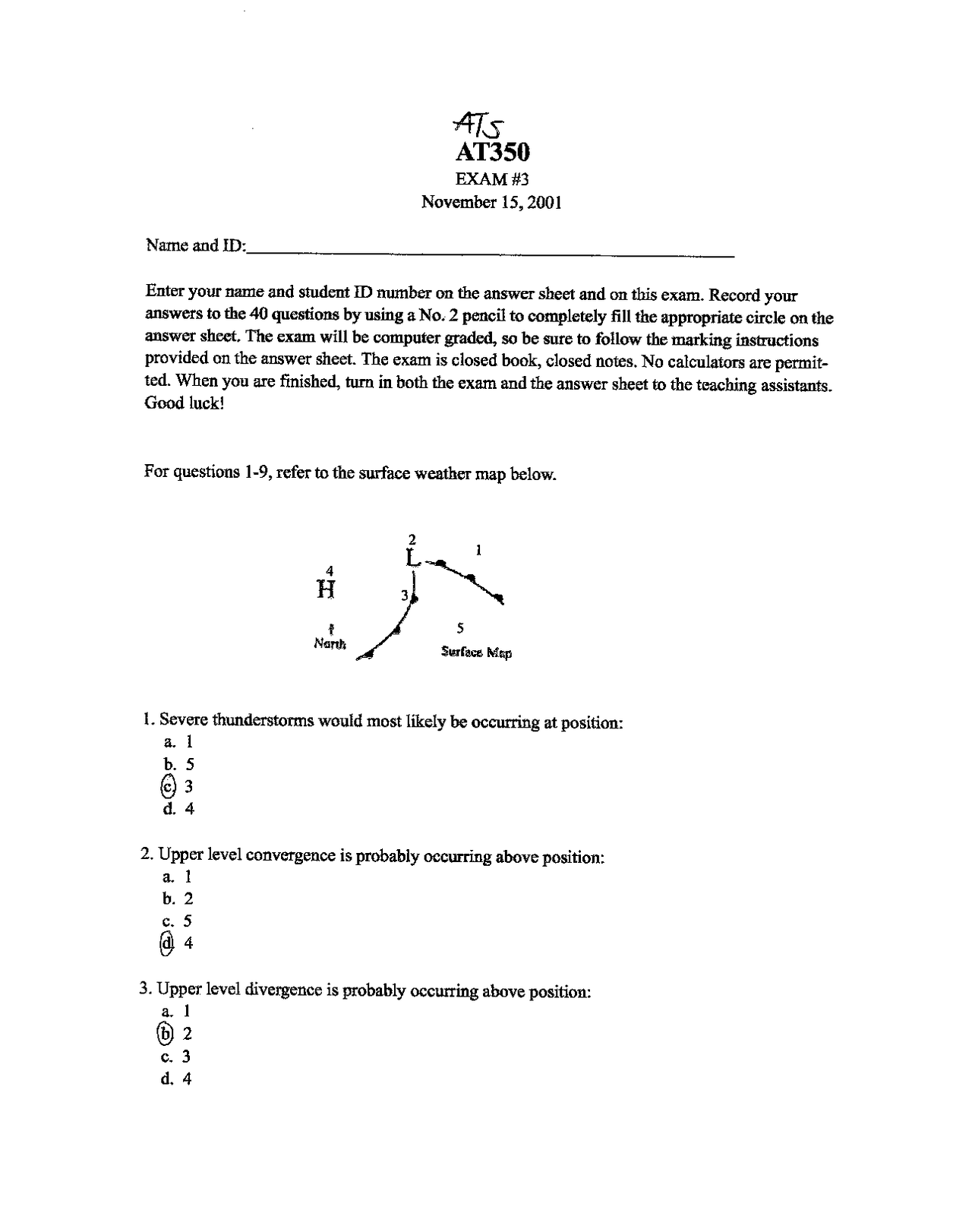 Introduction To Weather And Climate Exam 3 With Solution Key Ats