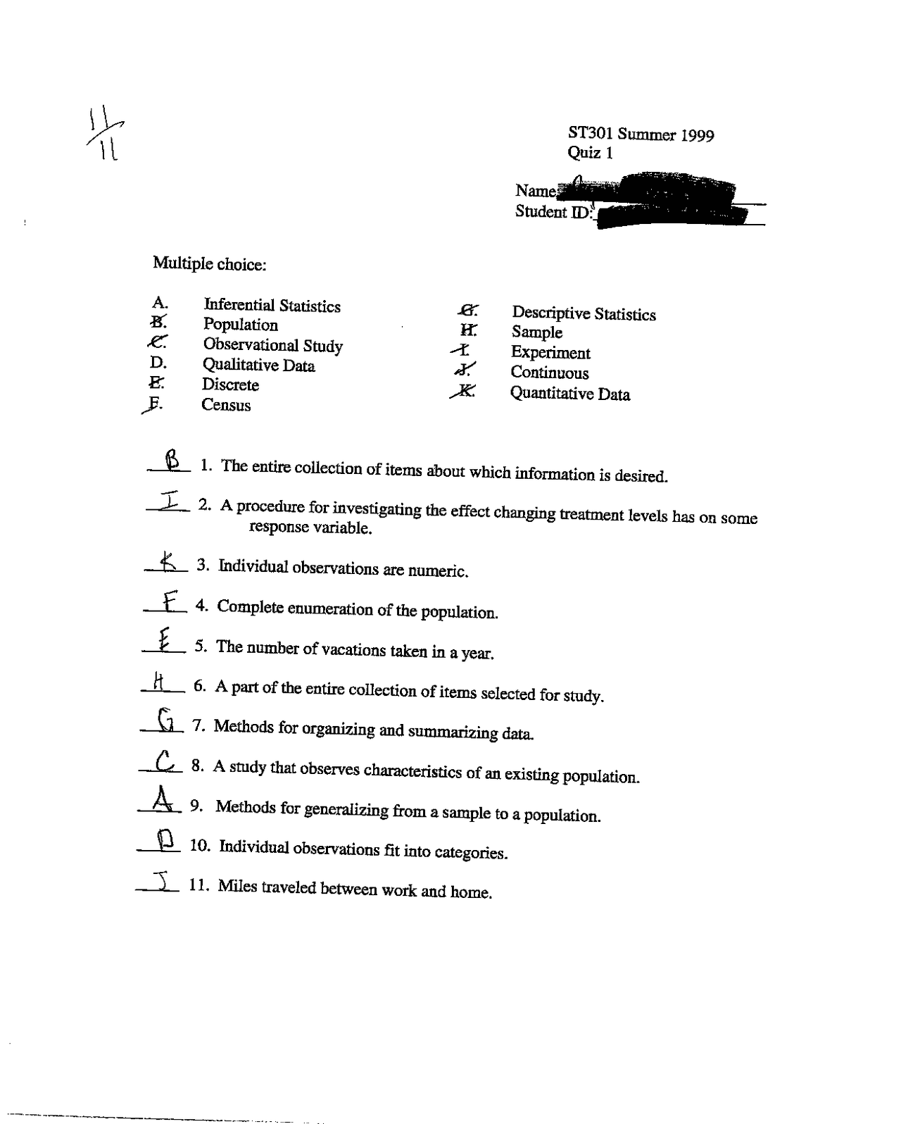 Quiz 1 With Solution For Introduction To Statistical Methods Stat 301