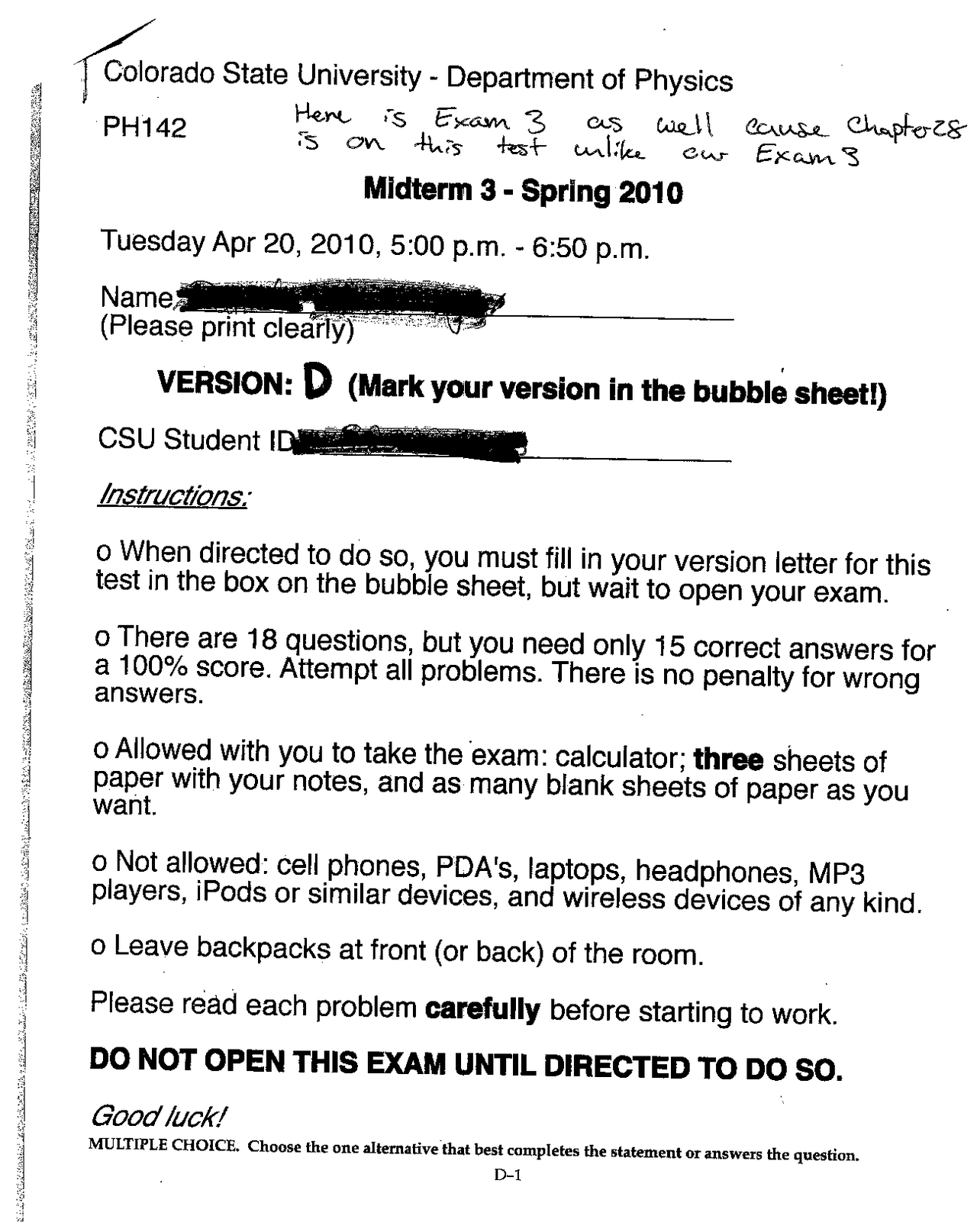 Exam 3 Magnitude Of Force Physics For Scientists And Engineers Ii