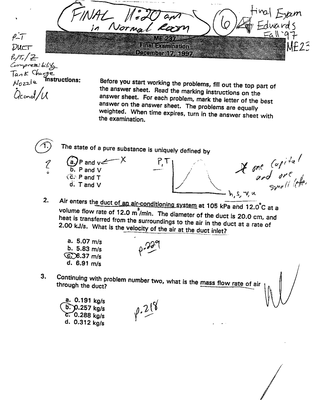 Old Exam Solutions Introduction To Thermal Sciences 1997 Mech 237