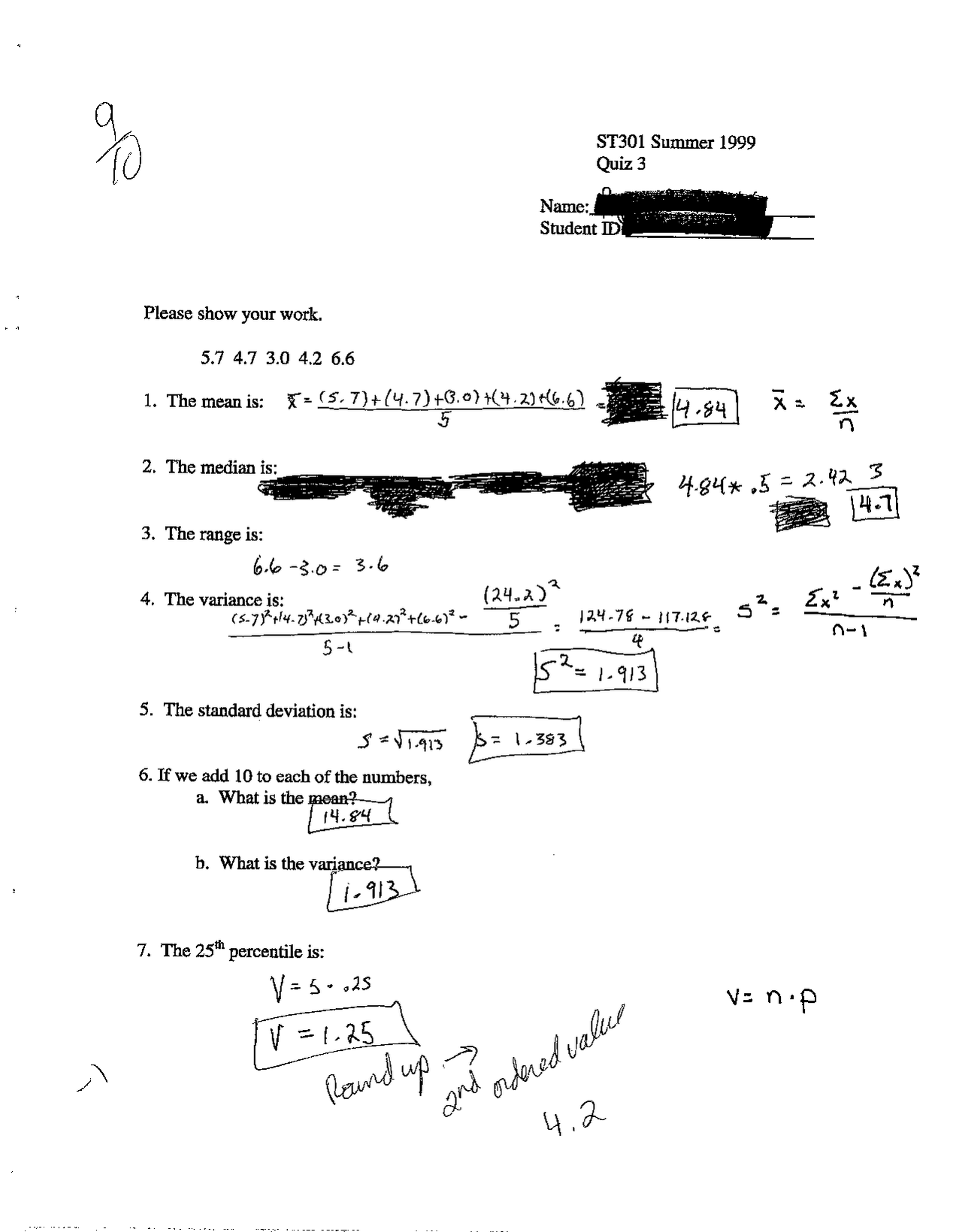 7 Solved Questions On Standard Deviation Quiz 3 Stat 301 Docsity