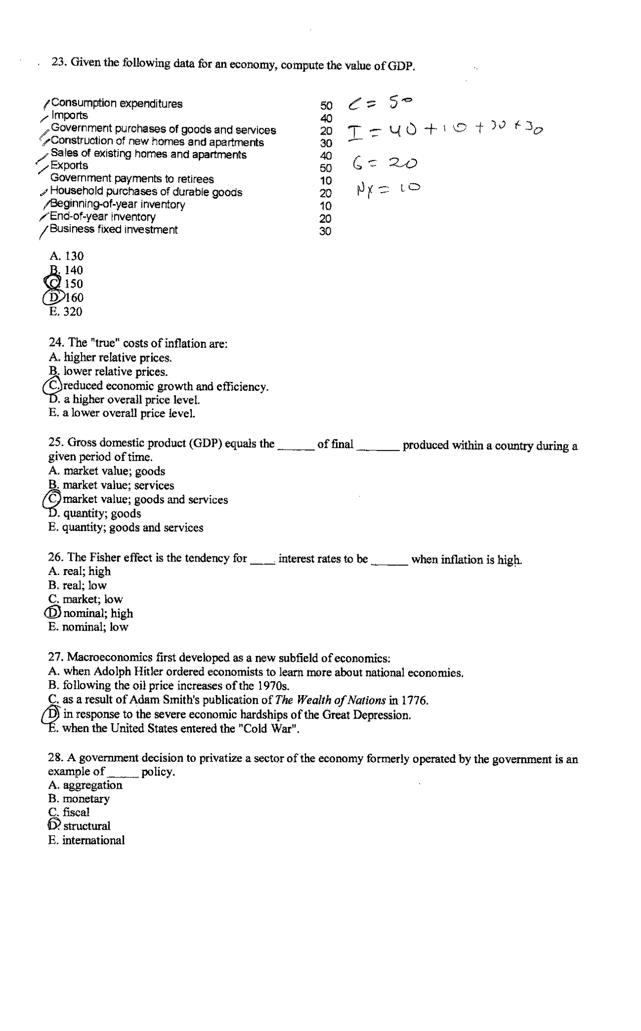 Midterm Exam With Answer Key Principles Of Macroeconomics Econ 204