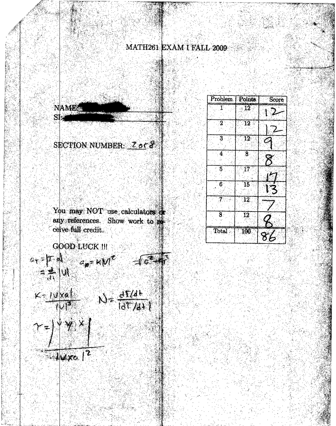 Final Exam On Calculus For Physical Scientists Iii Math 261 Docsity