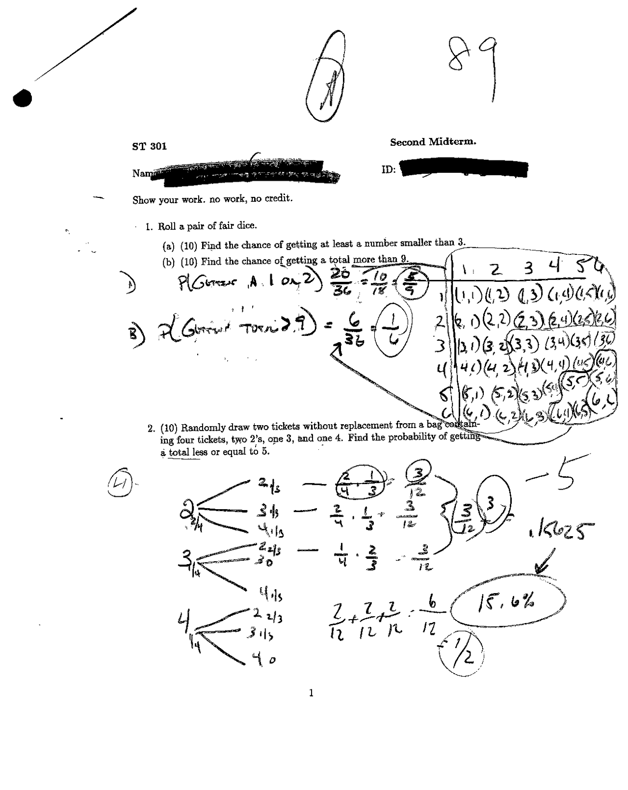 Midterm 2 Introduction To Statistical Methods Stat 301 Docsity