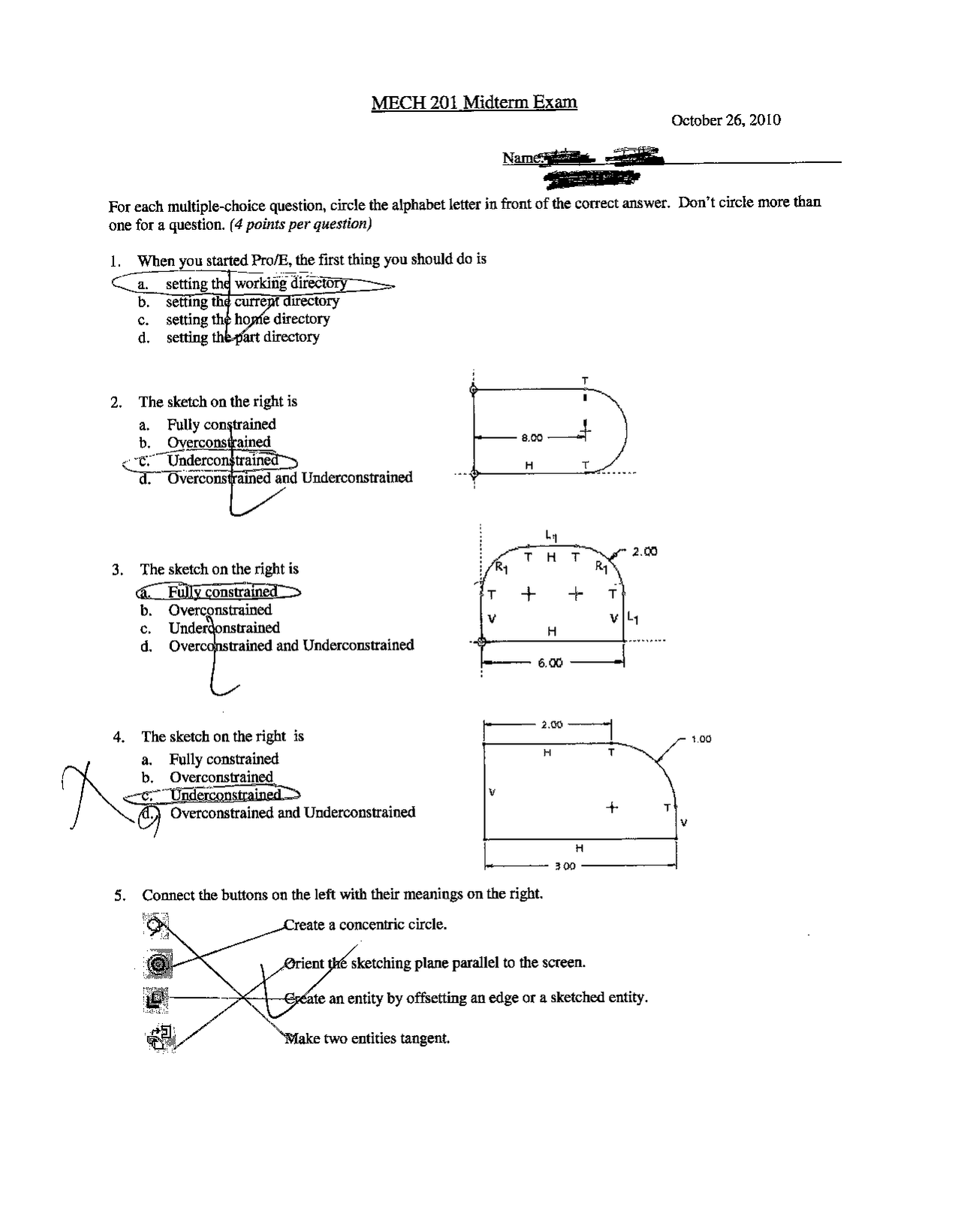 Midterm Exam With Solutions Engineering Design I Mech 201 Docsity