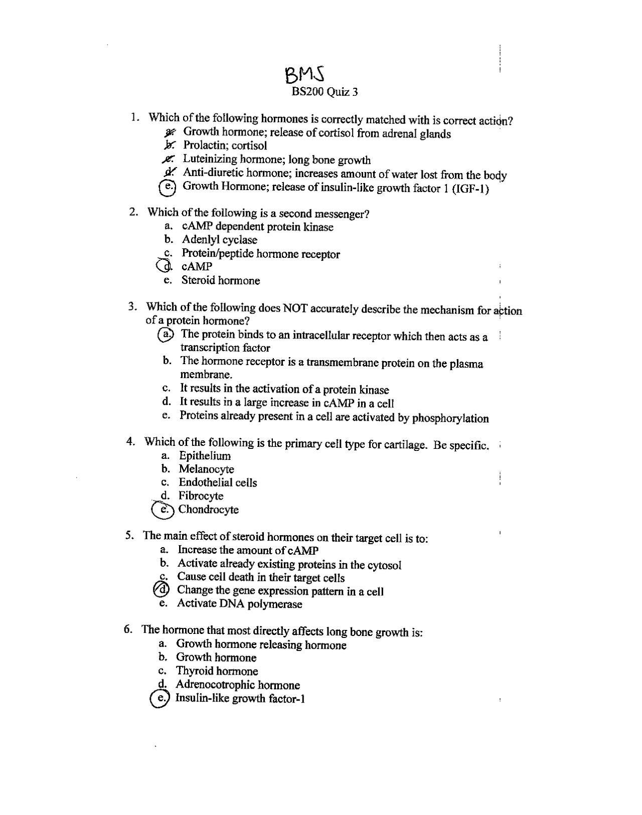 10 Solved Problems On Types Of Hormone Quiz 3 Bms 200 Docsity