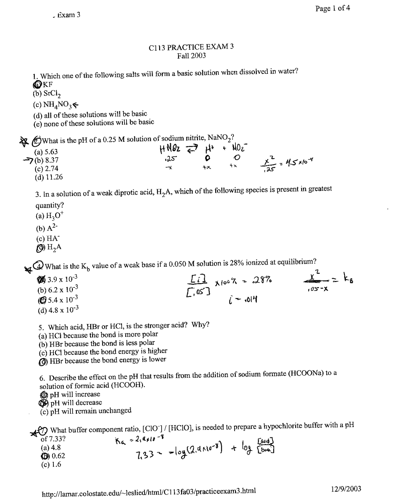 Solved Mcqs On Basic Solutions In Water Examination 3 Chem 113
