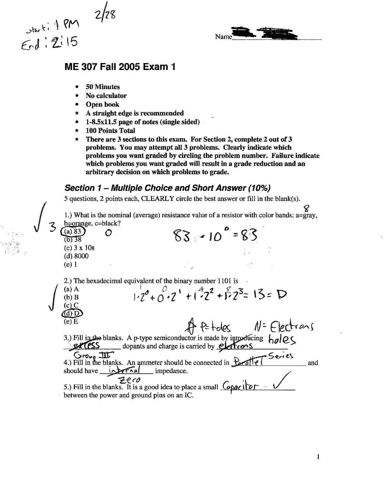 Final Exam With Answers For Mechatronics And Measurement Systems Mech