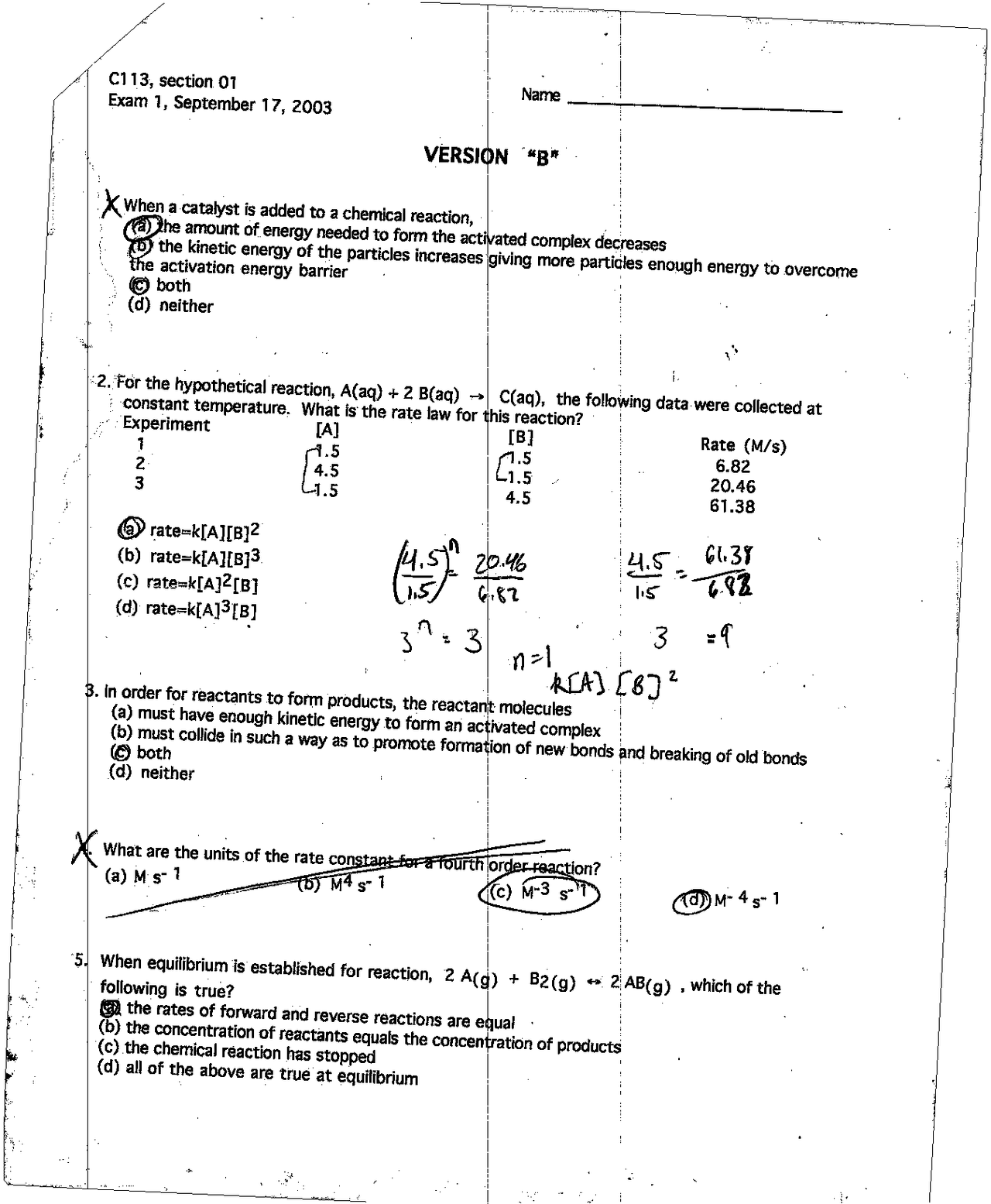 20 Solved Problems on Chemical Reactions - Exam 1 | CHEM 113 - Docsity