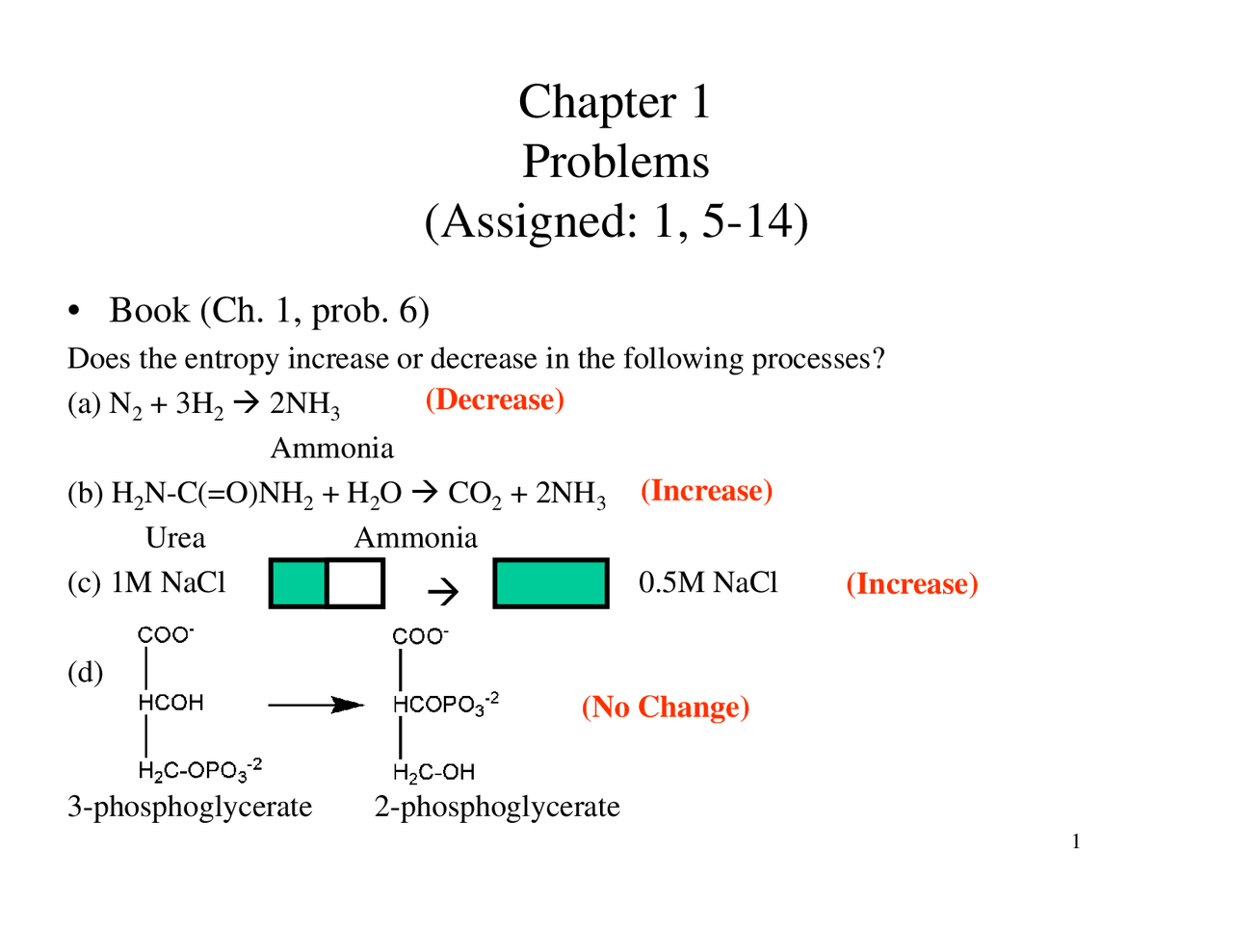 General Biochemistry I Problems With Solutions Bchs 3304 Docsity
