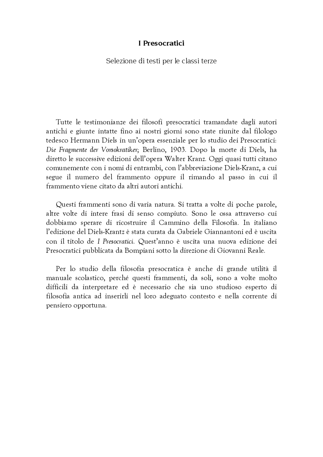 Presocratici Docsity