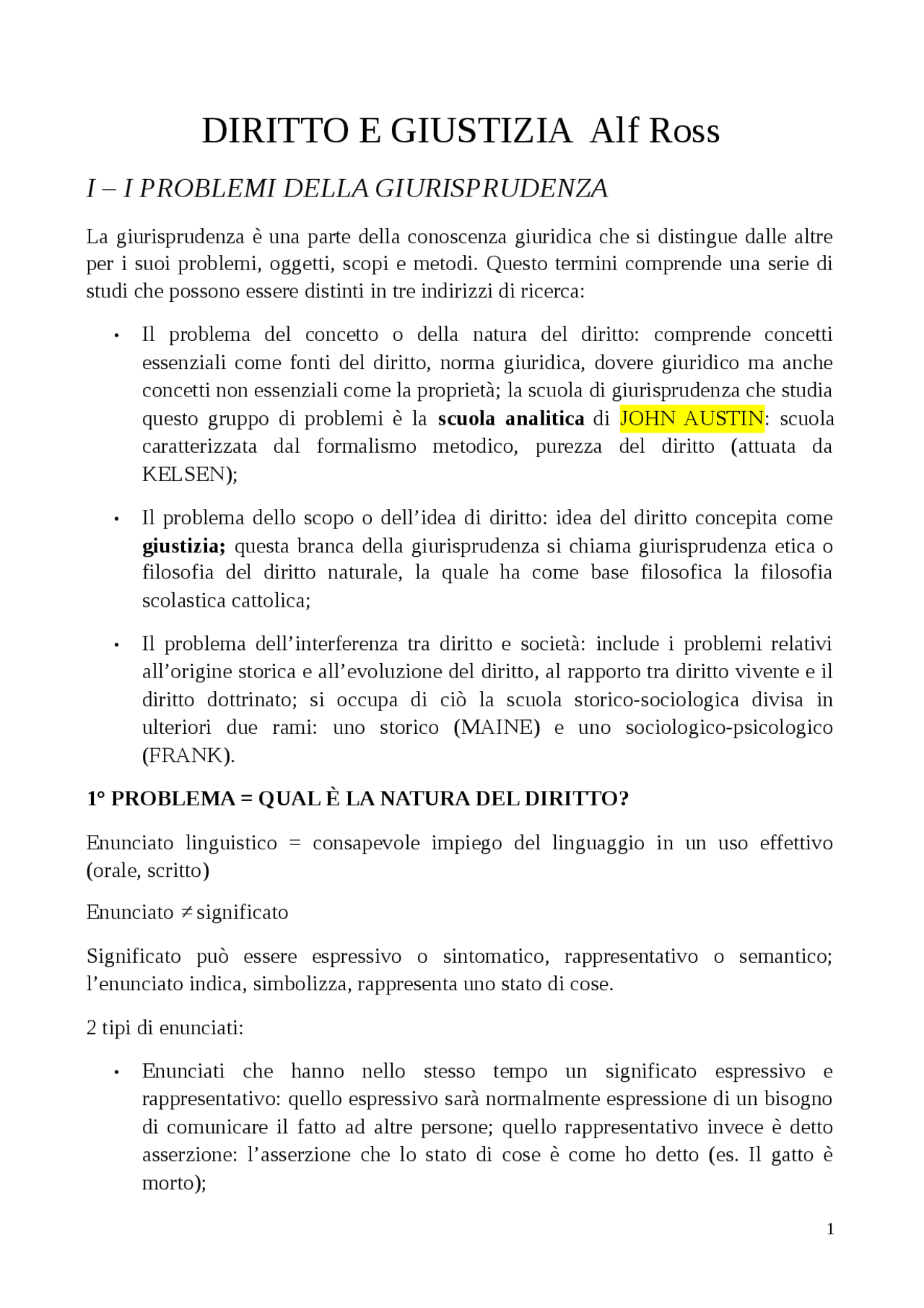 Schema Delle Lezioni Sul Testo Diritto E Giustizia Di Alf Ross
