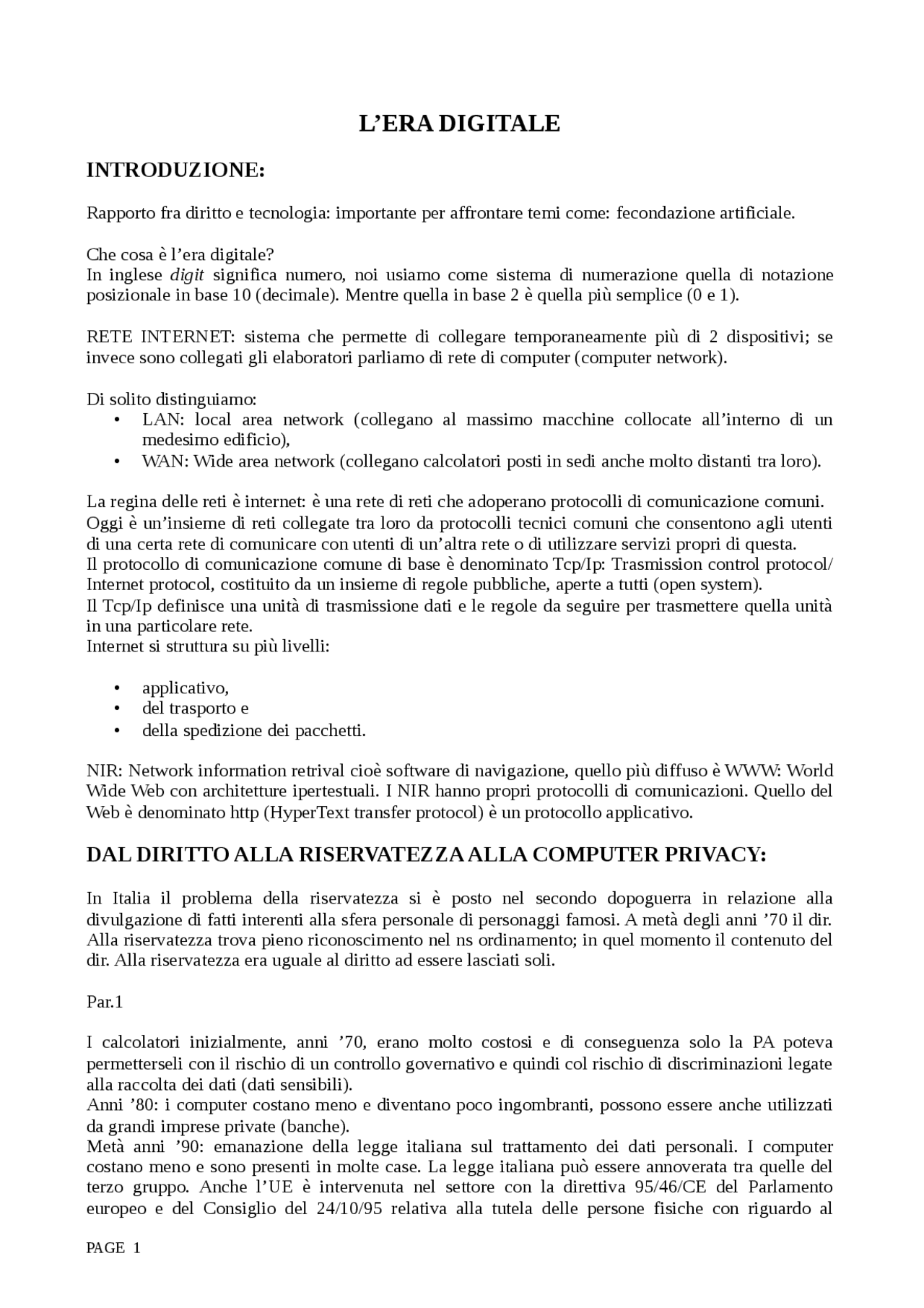 Riass Info Eradigitale Docsity