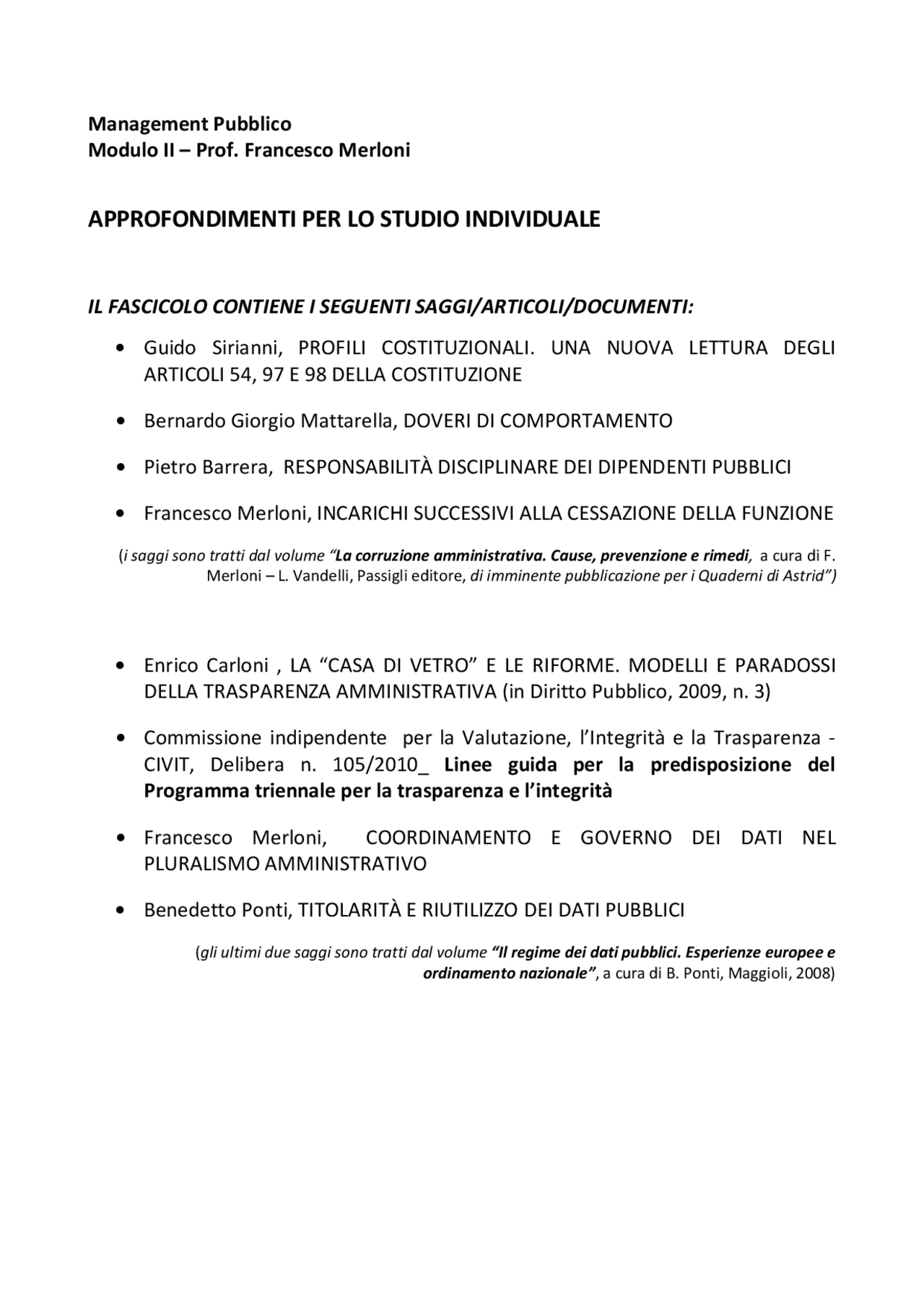 Management Pubblico Approfondimenti Docsity