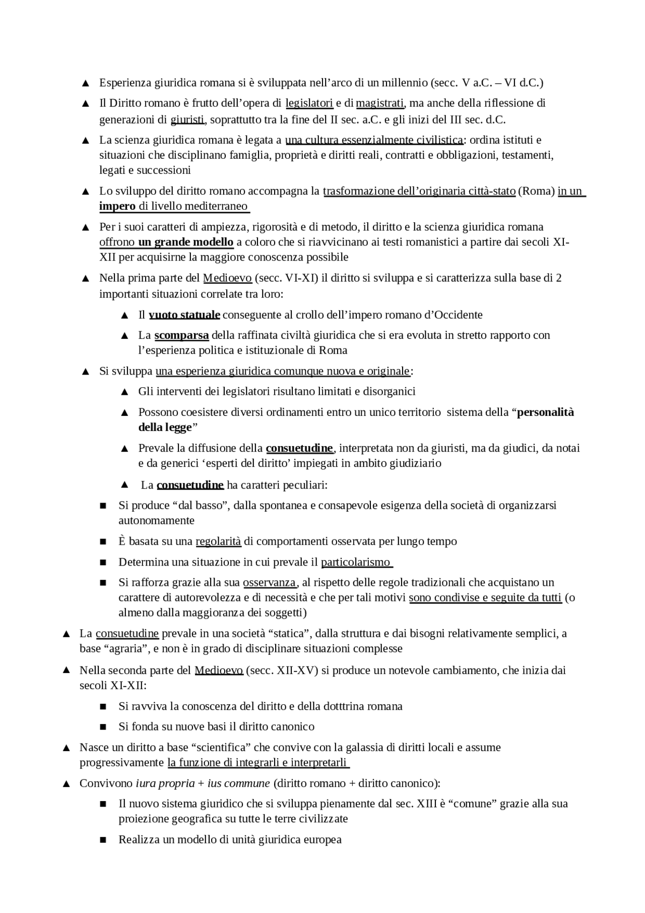 Concetti-chiave del diritto romano - Diritto Romano - Schemi - Docsity