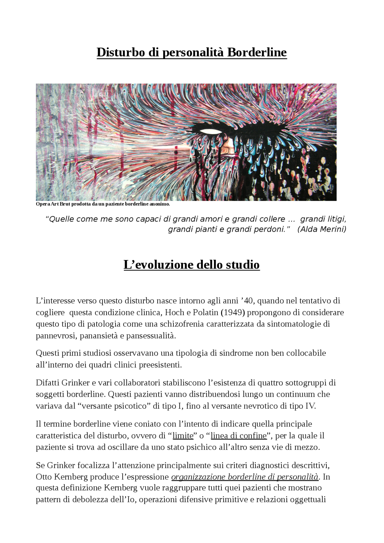 Disturbo Di Personalità Borderline Docsity