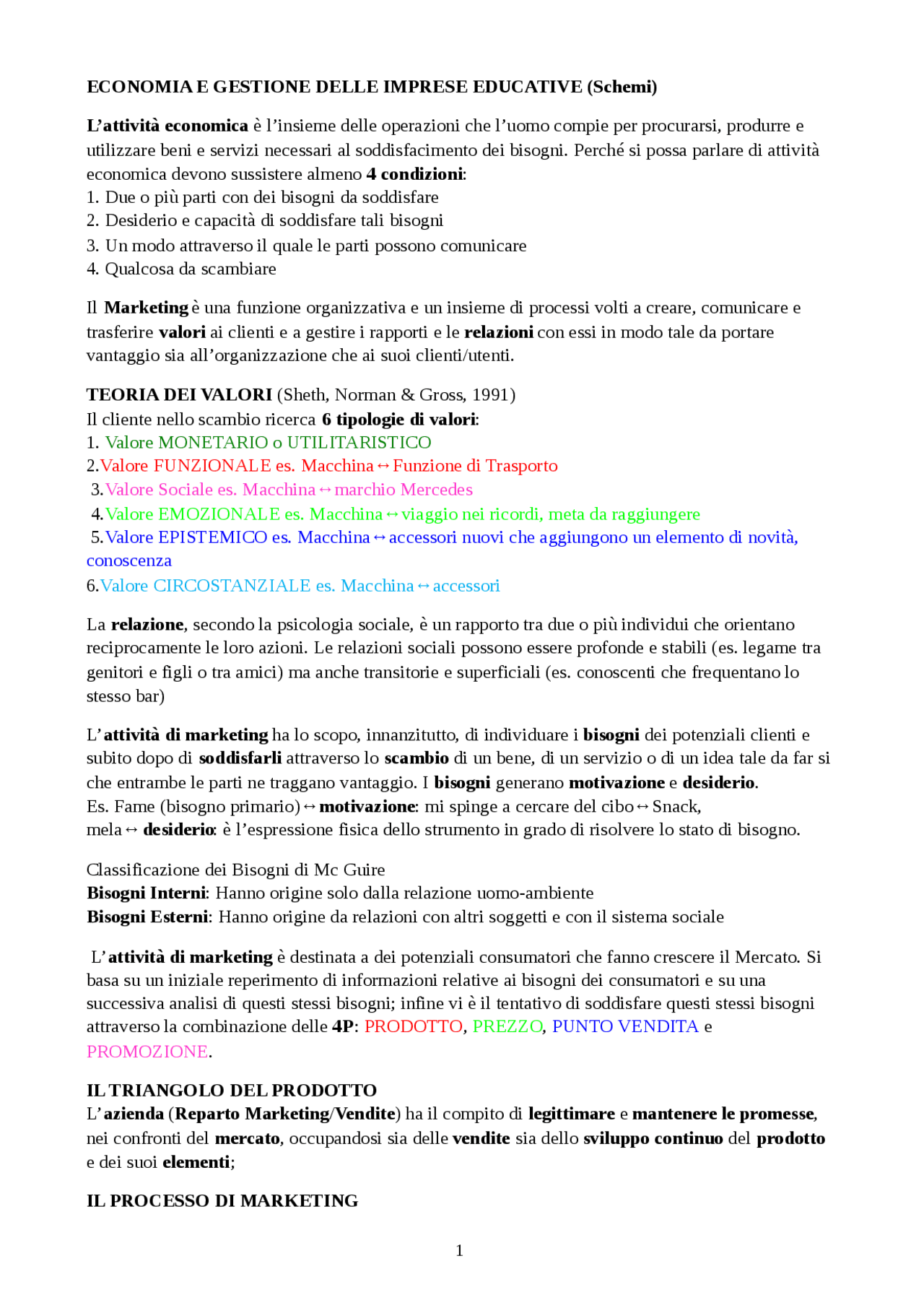 Economia E Gestione Delle Imprese Educative Schemi Docsity