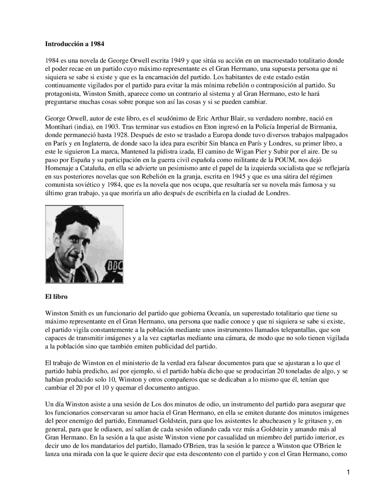 1984 resumen -George Orwell - Docsity