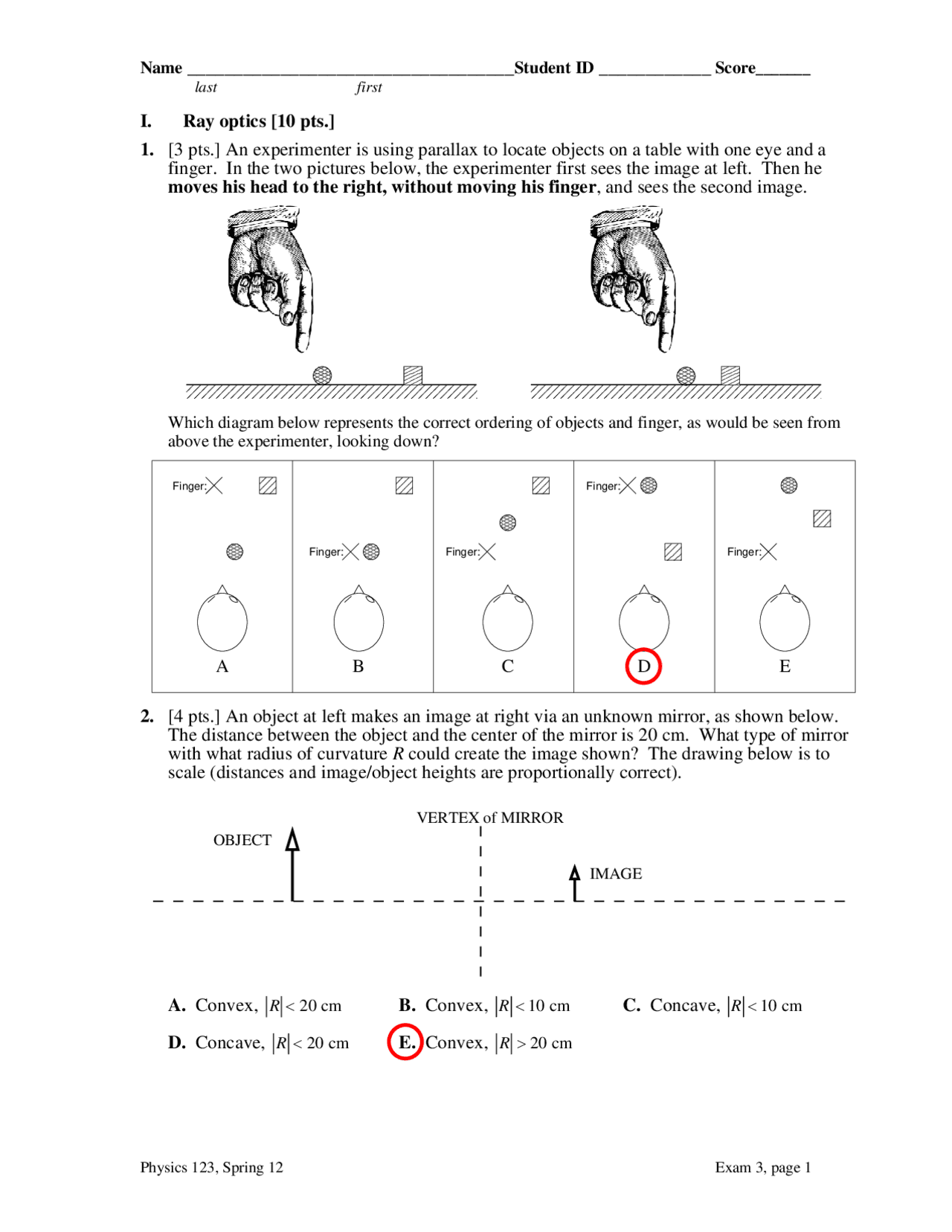 Exam 3 With Answer Key Waves Phys 123 Docsity