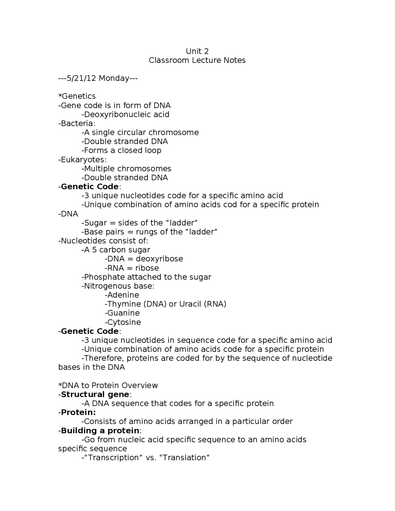 Genetics Microbiology Basics Lecture Notes Bio 135 Docsity