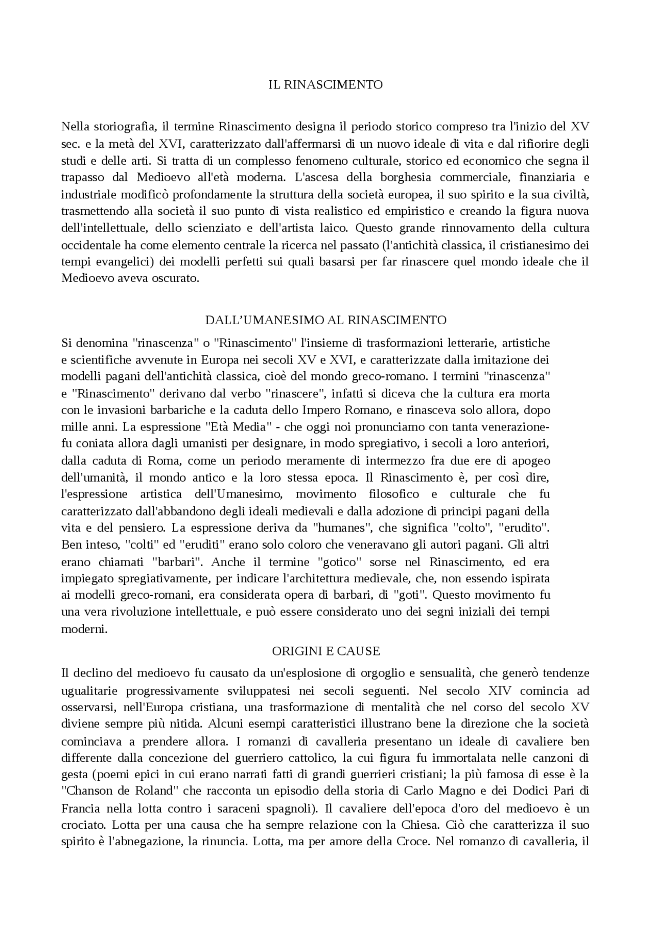 Il Rinascimento Docsity