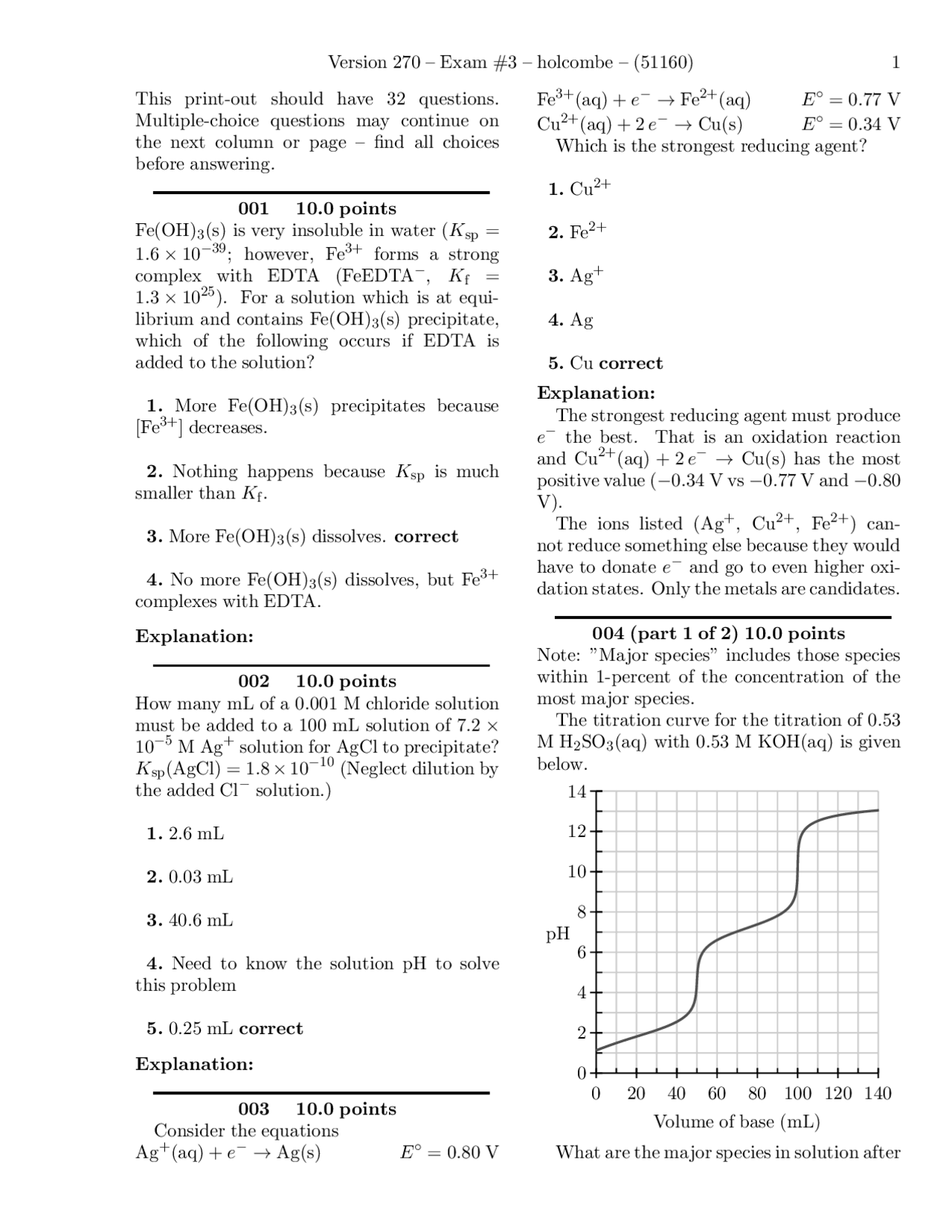 Questions For Exam 2 Principles Of Chemistry Ii Ch 302 Docsity