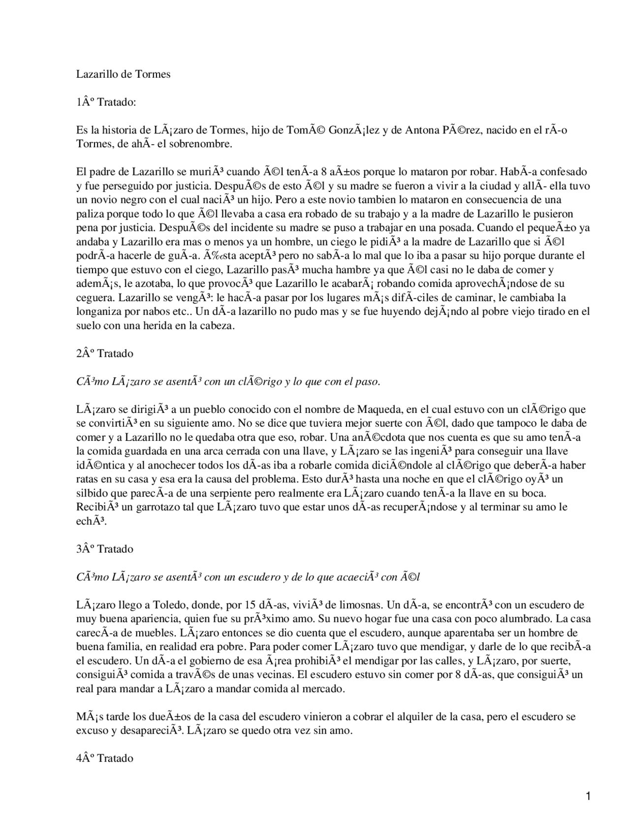 Resumen Lazarillo de Tormes - Literatura del Siglo XVI - Docsity