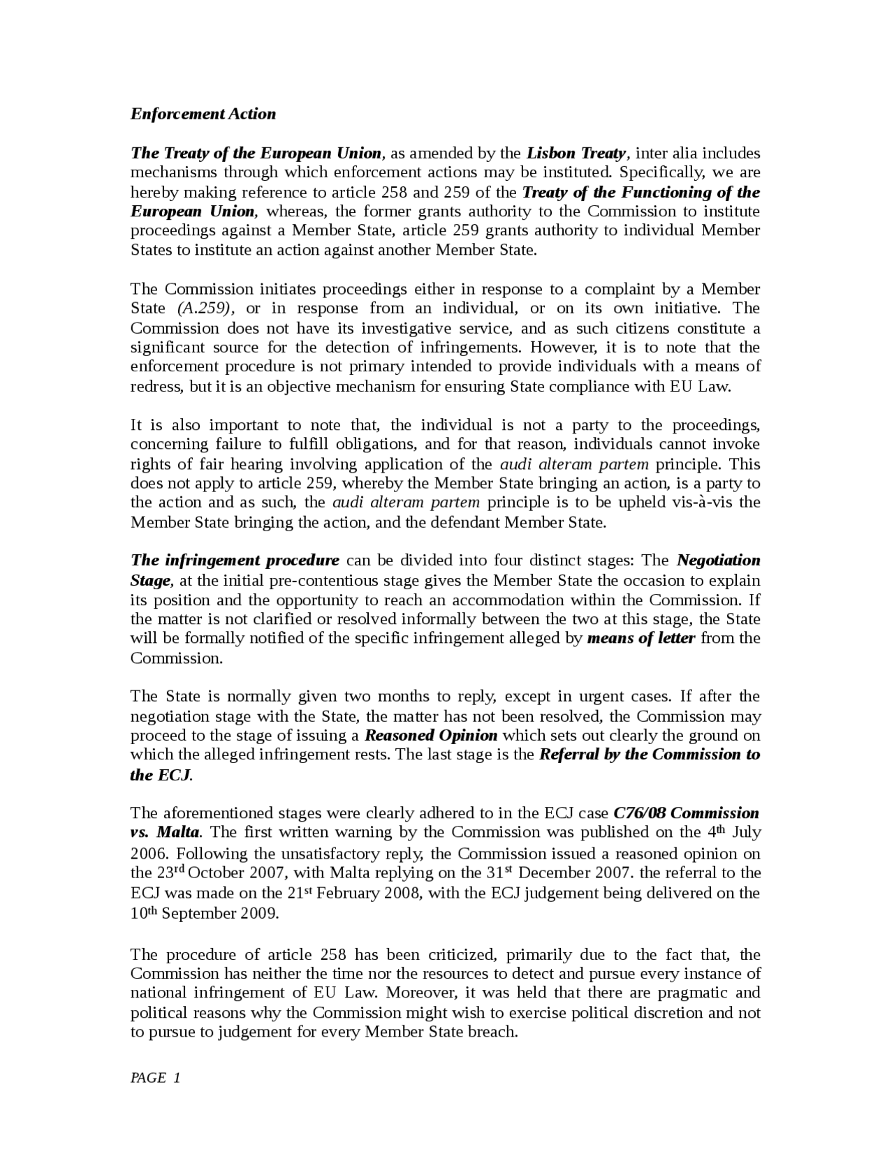 Enforcement Action - Docsity