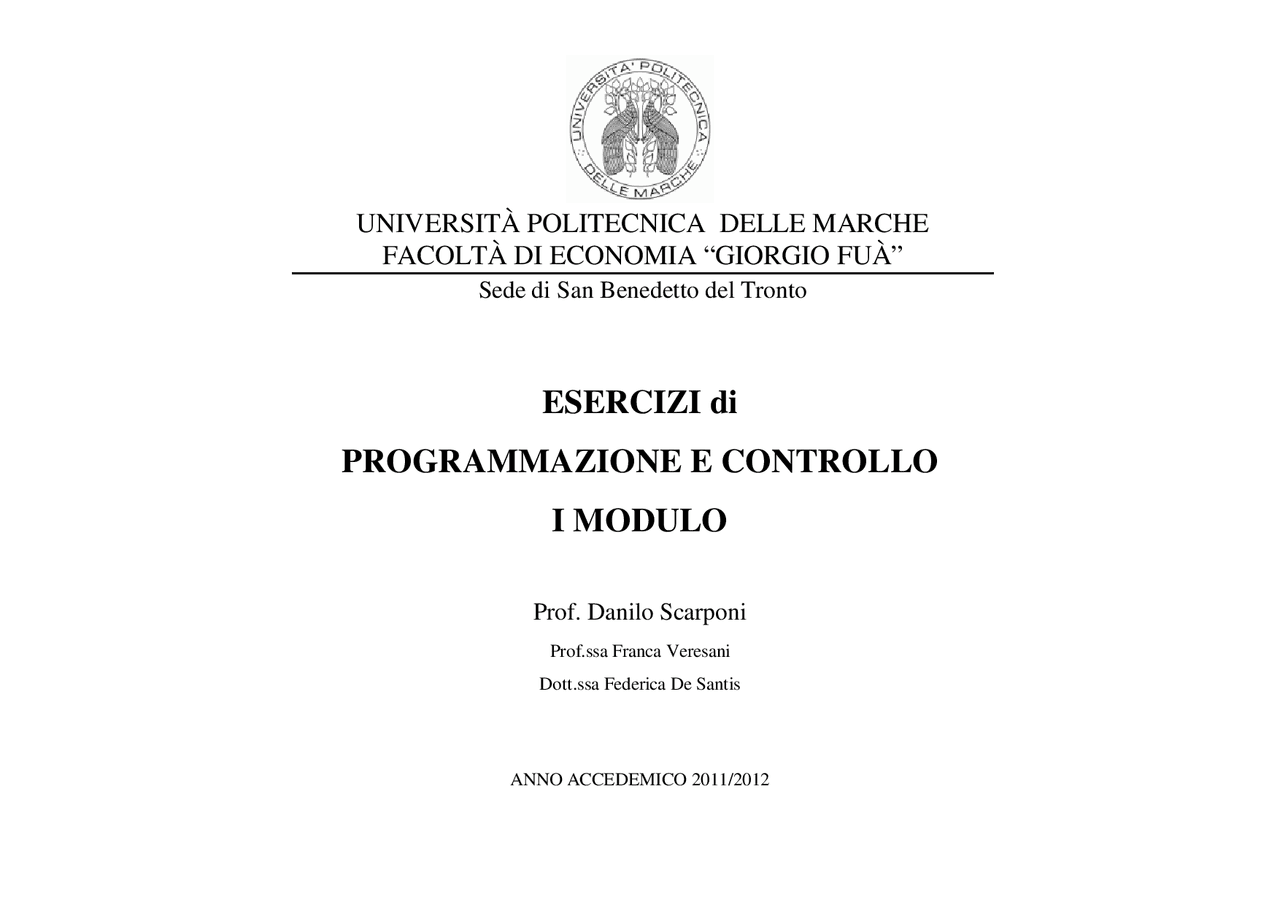 Eserciziario m1 - Docsity