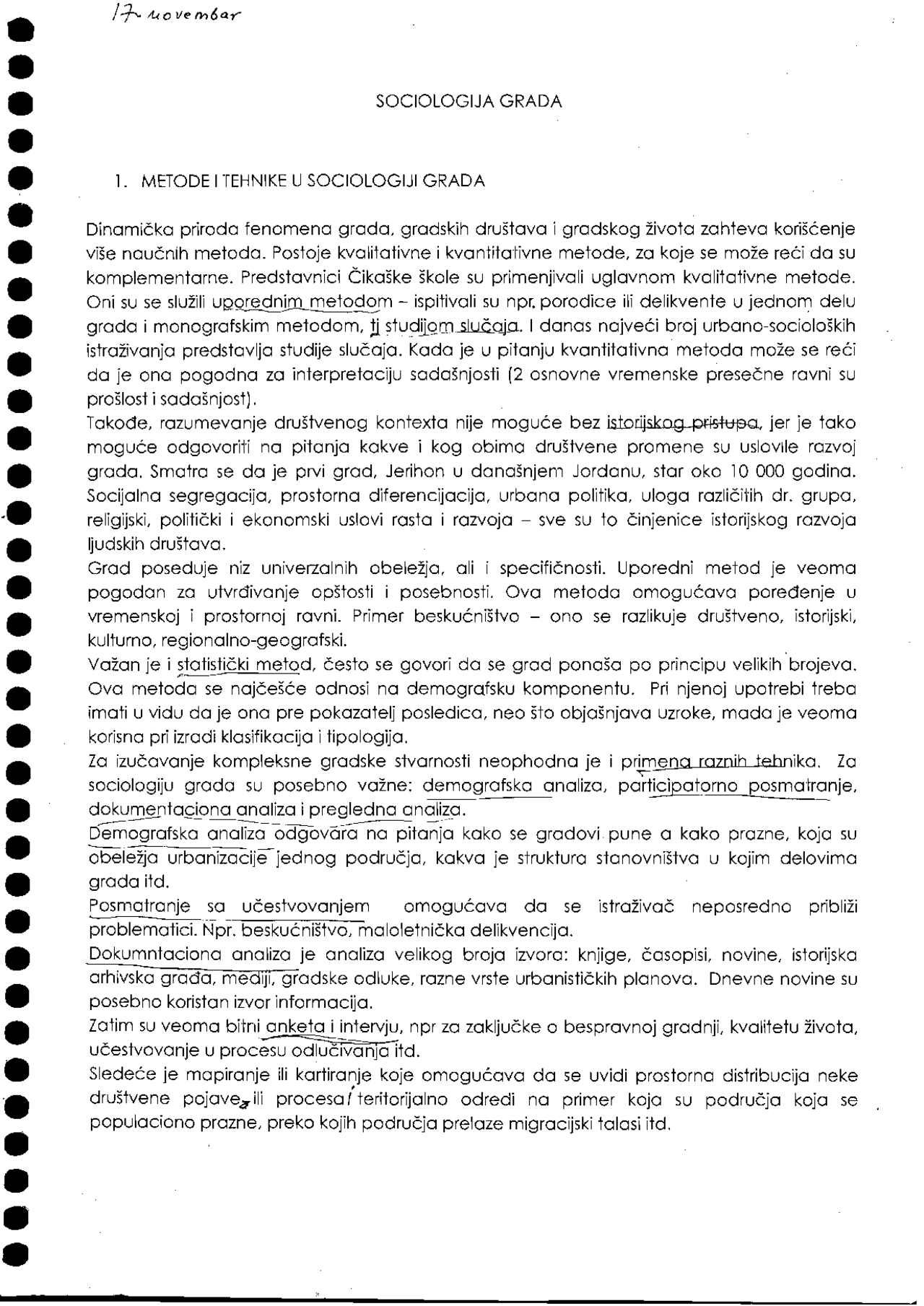 Sociologija Grada-Beleska-Sociologija | Beleške' predlog Socijologija grada - Docsity