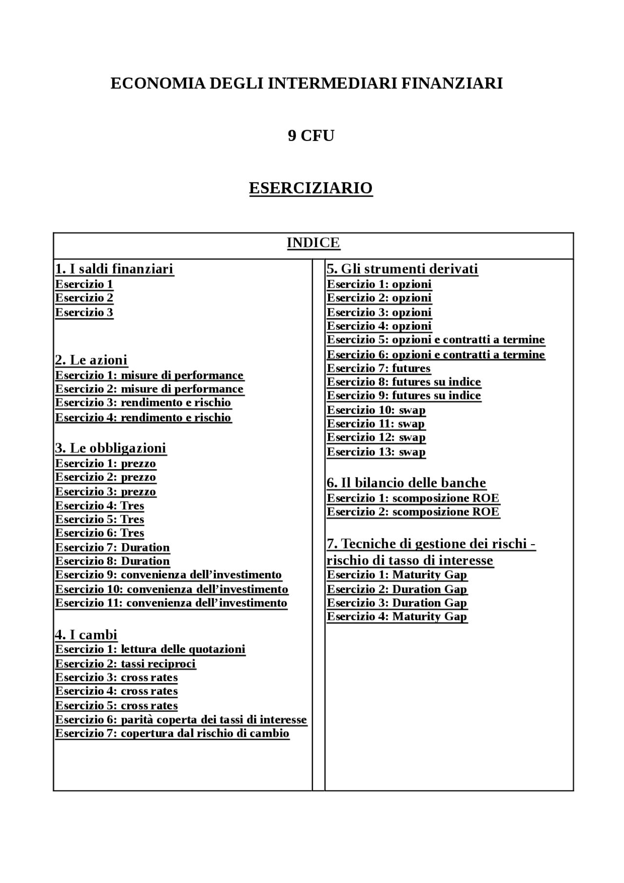 ESERCIZIARIO eif - Docsity