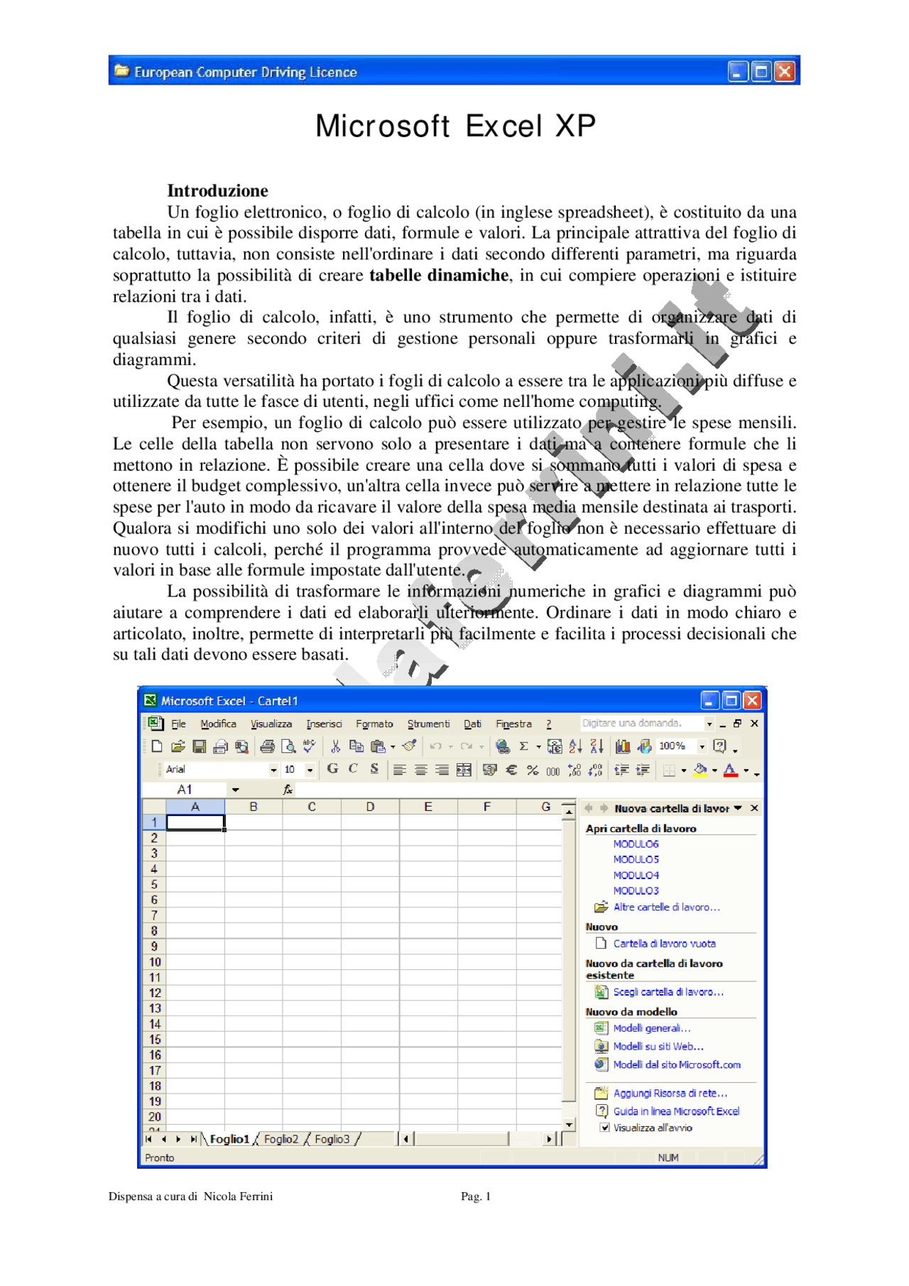 Microsoft Excel XP - Docsity
