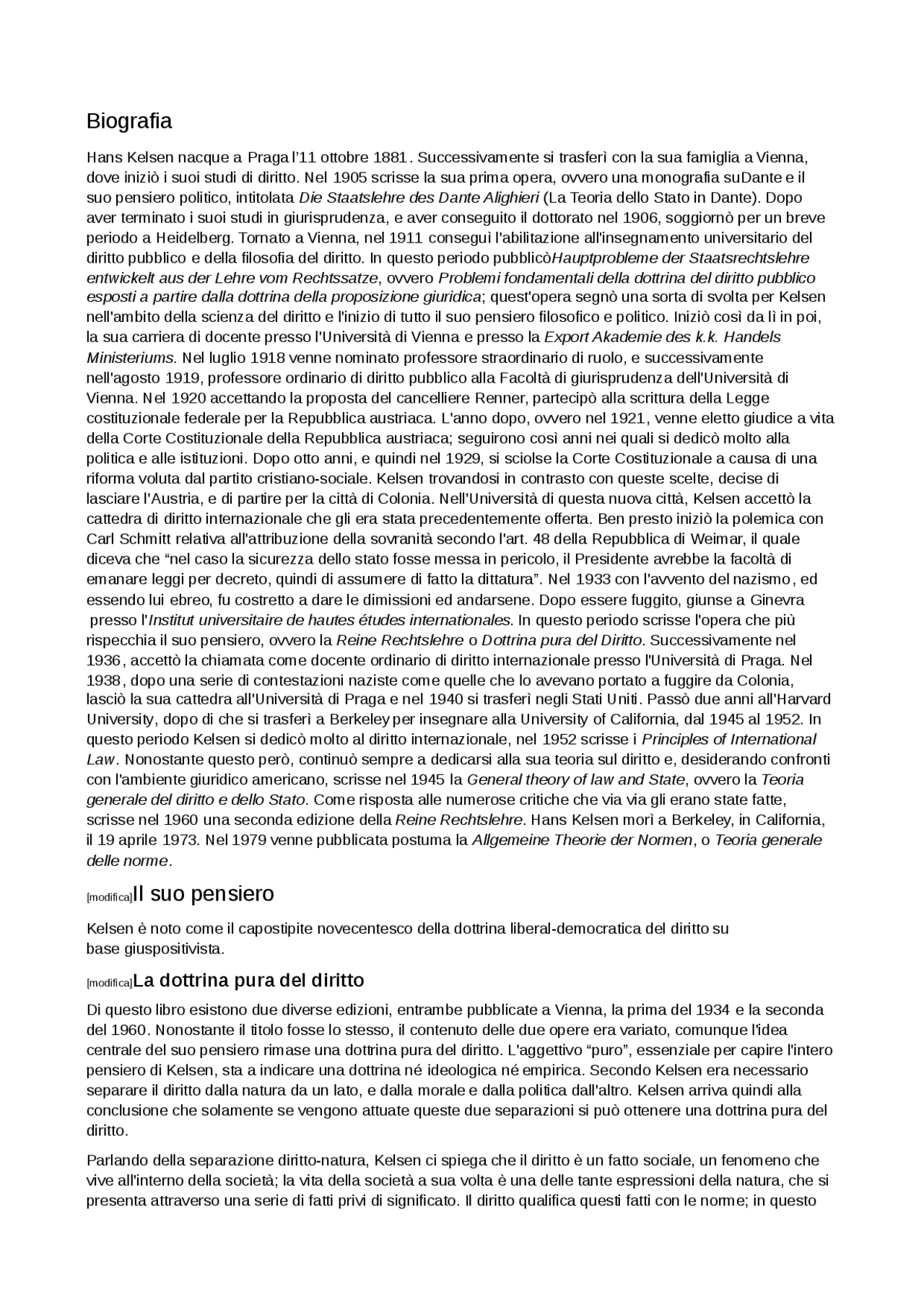 Hans Kelsen Biografia Docsity