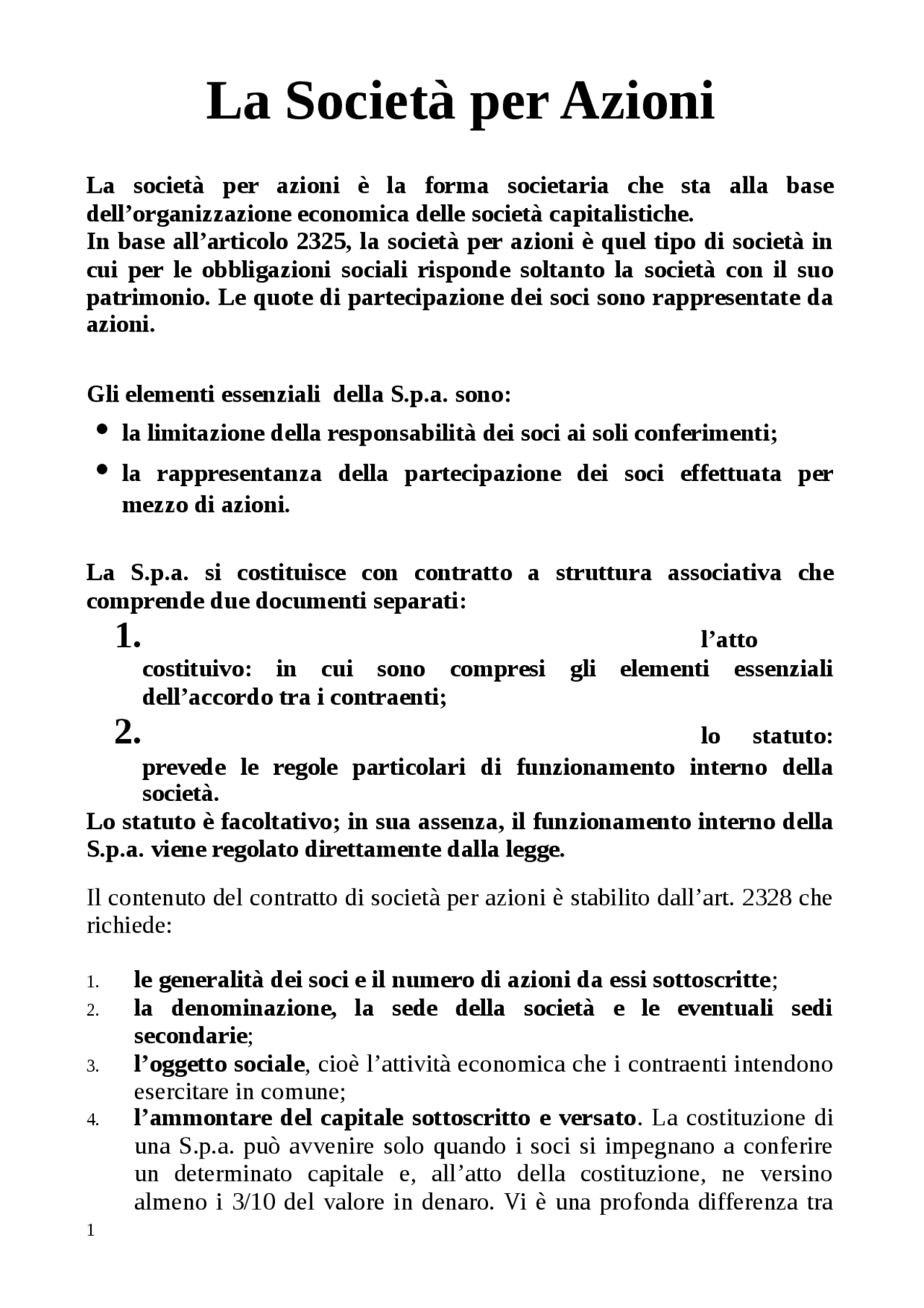 Società Per Azioni Docsity