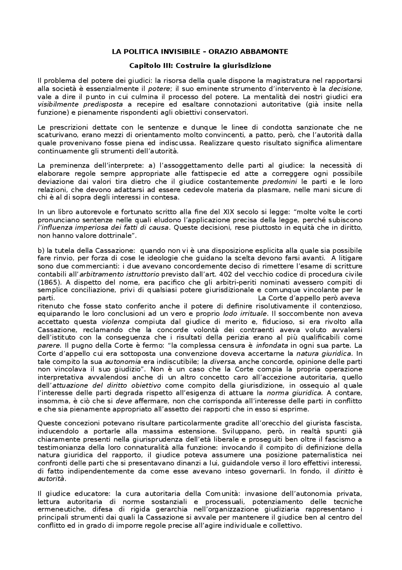 La Politica Invisibile Cap Iii Docsity