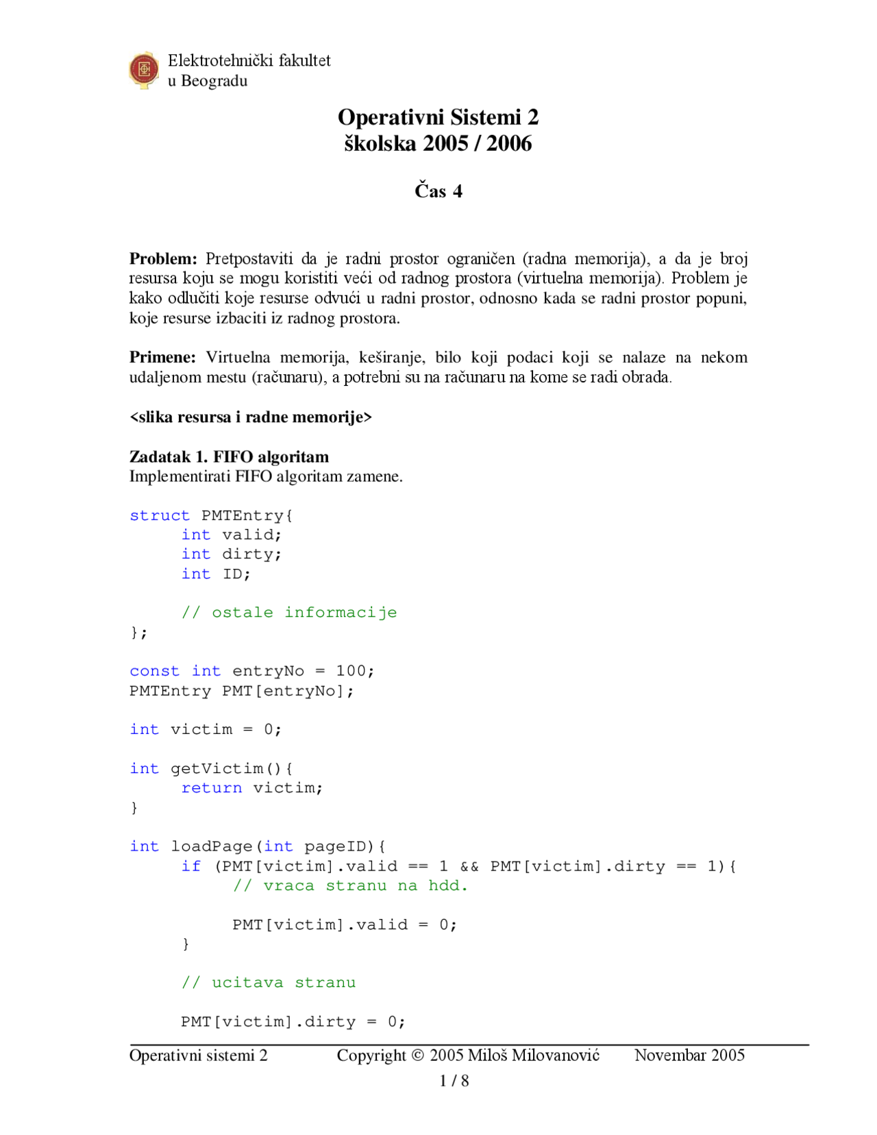 Operativni sistemi 2-Vezbe-Elektrotehnicki fakultet cas 4 | Vežbe' predlog Operativni sistemi ...