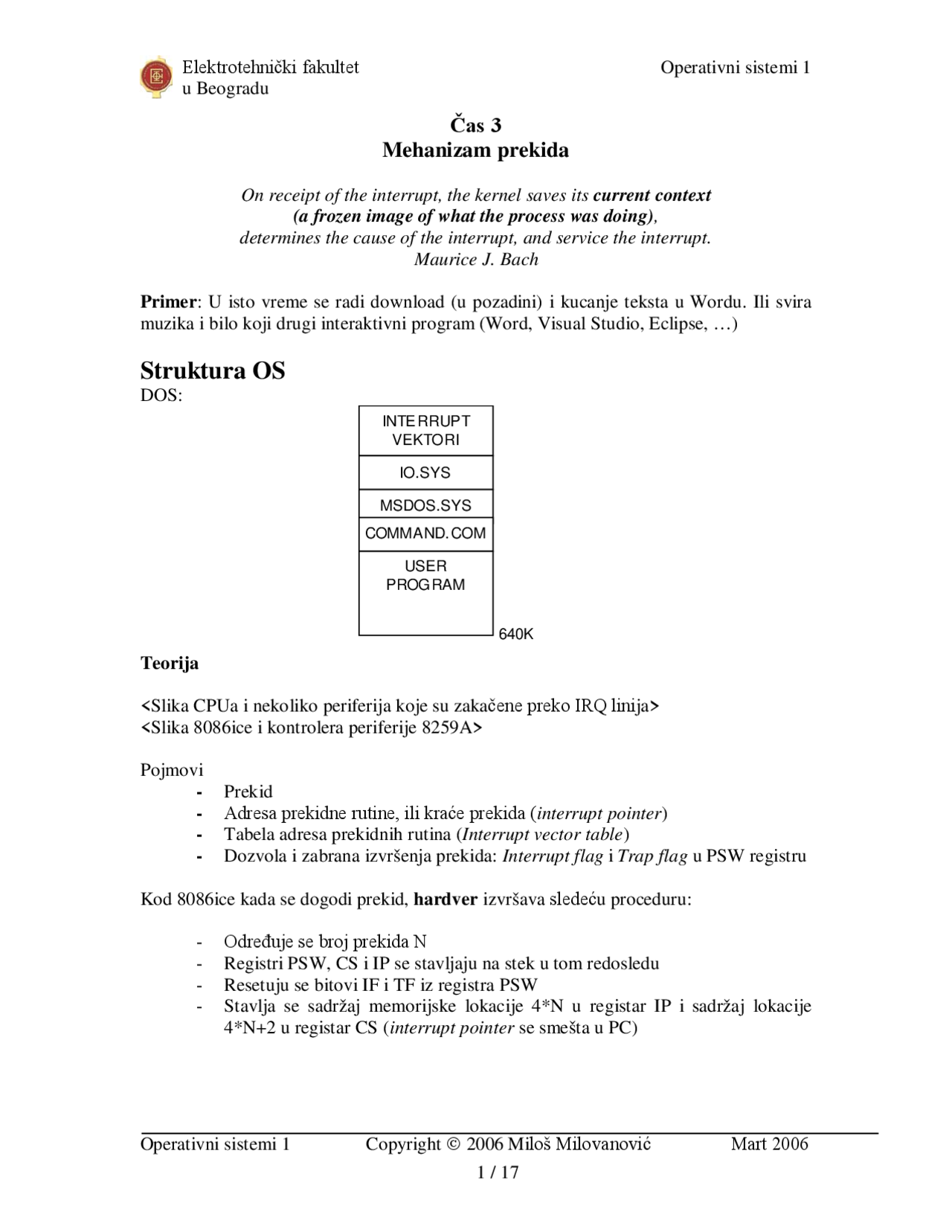 Operativni sistemi 1-Vezbe-Elektrotehnicki fakultet 3.cas | Vežbe' predlog Operativni sistemi ...