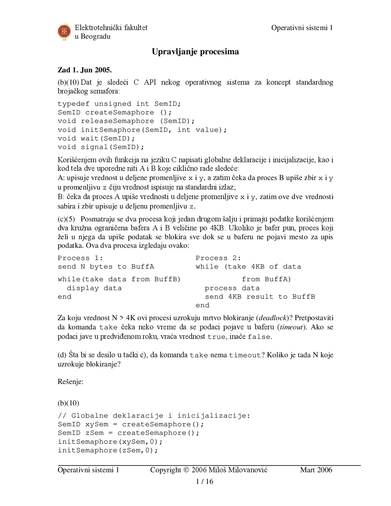 Operativni sistemi 1-Vezbe-Elektrotehnicki fakultet 4.cas | Vežbe' predlog Operativni sistemi ...