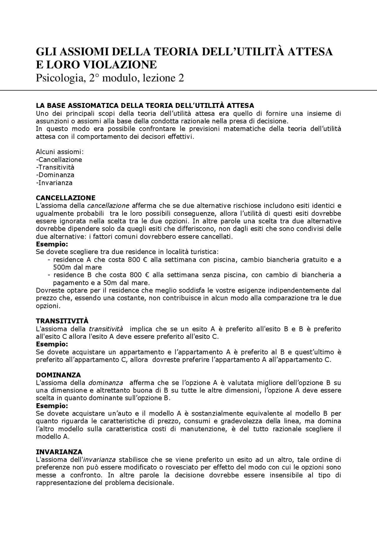 02 Gli Assiomi Docsity